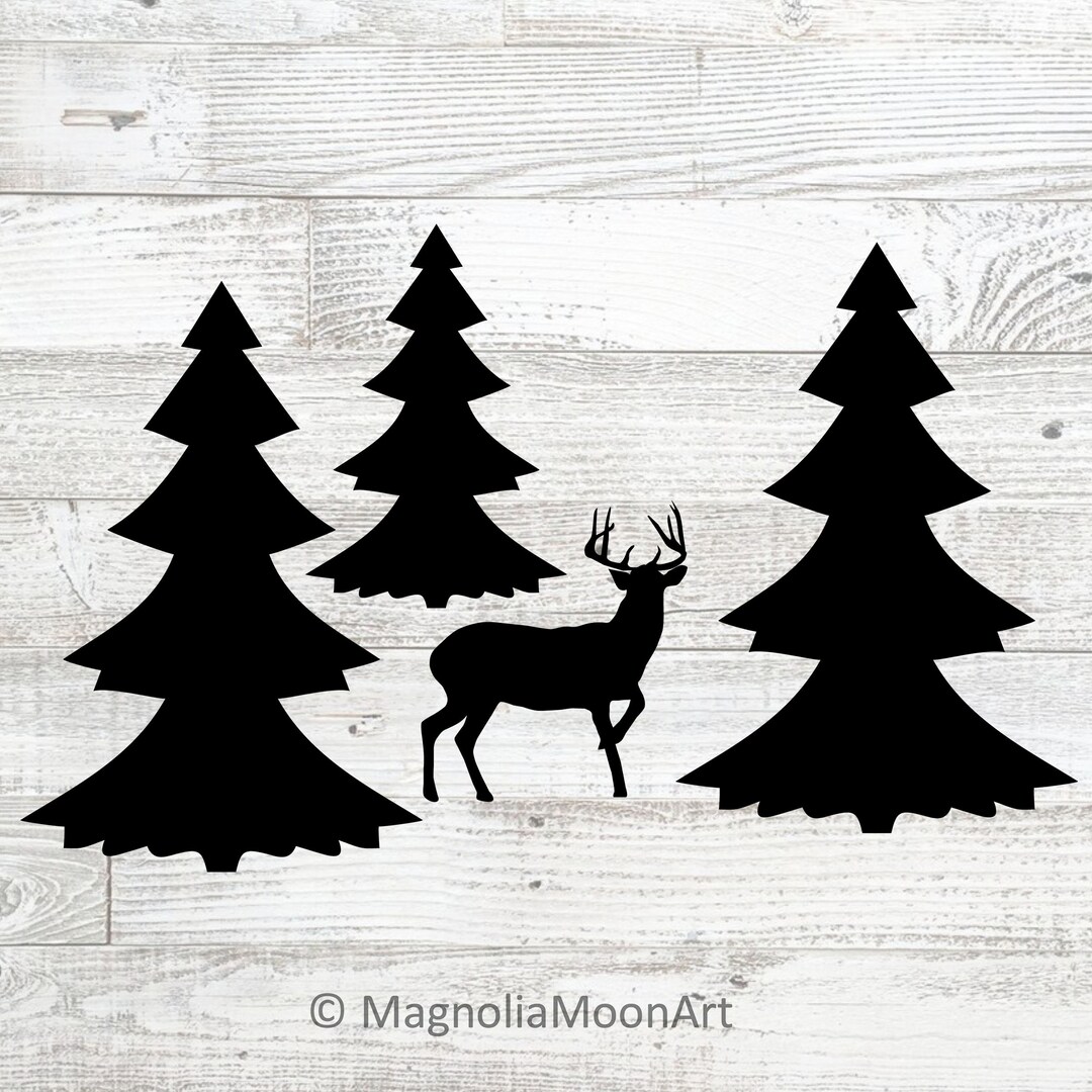 Deer and Trees SVG | White-tail Buck Svg | Wilderness Svg | Cut File ...