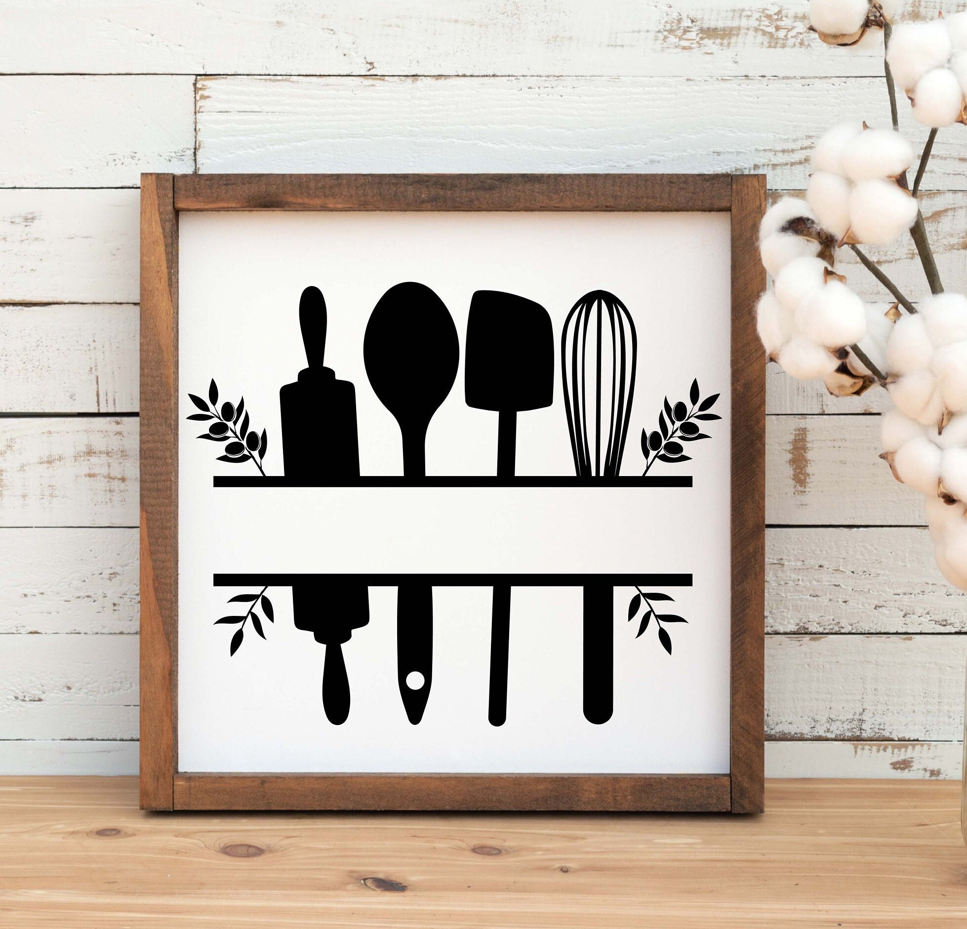 Kitchen Utensils Split Frame SVG: Cooking Decor Cut File (digital ...
