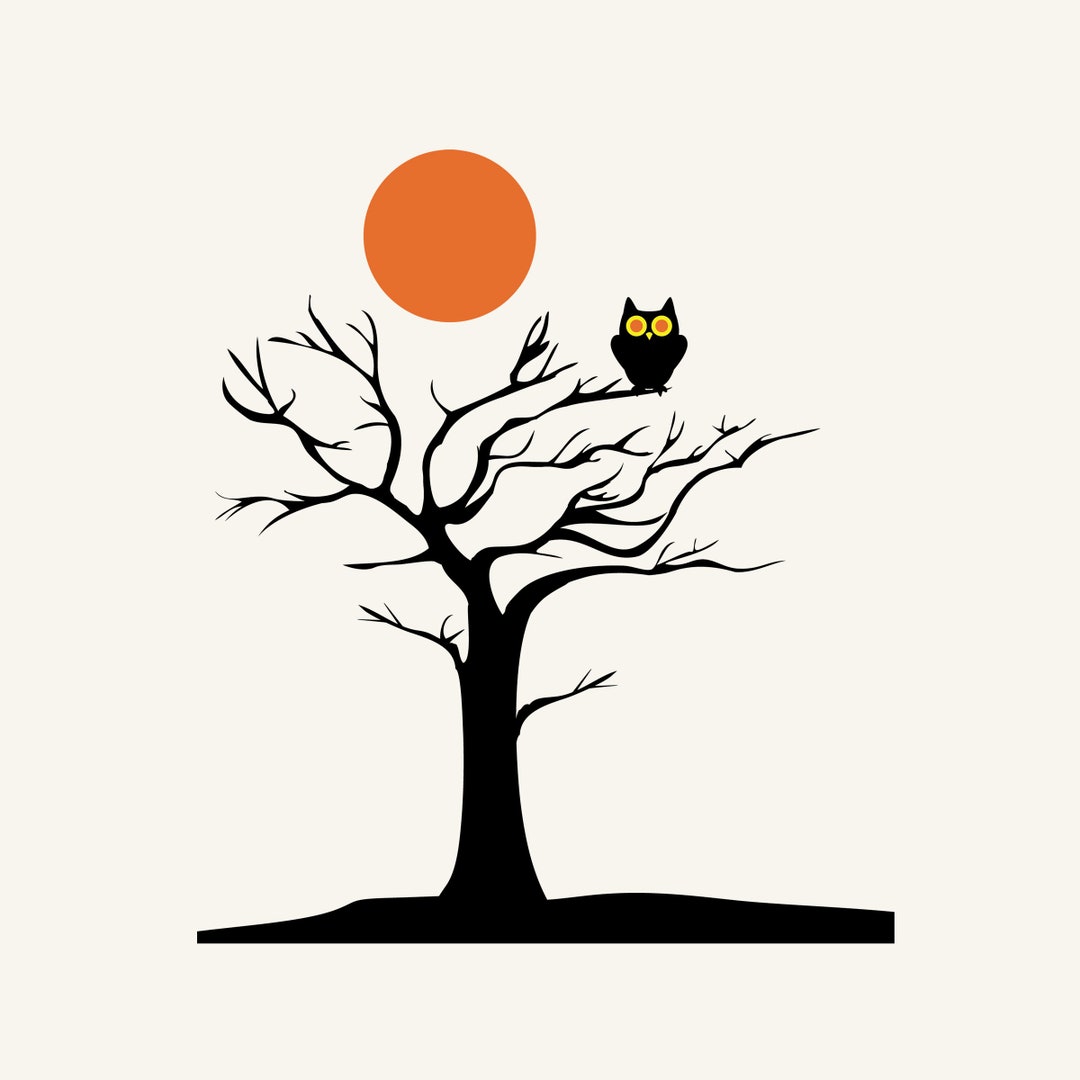 Autumn Owl Tree SVG, Spooky Halloween Clipart (digital Download) - Etsy