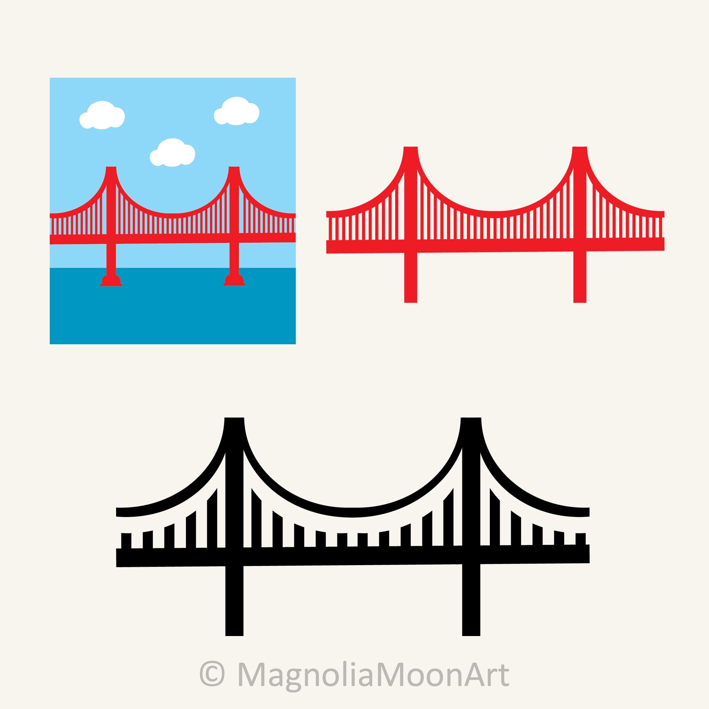 Golden Gate Bridge SVG Bundle: San Francisco Silhouette Clipart ...