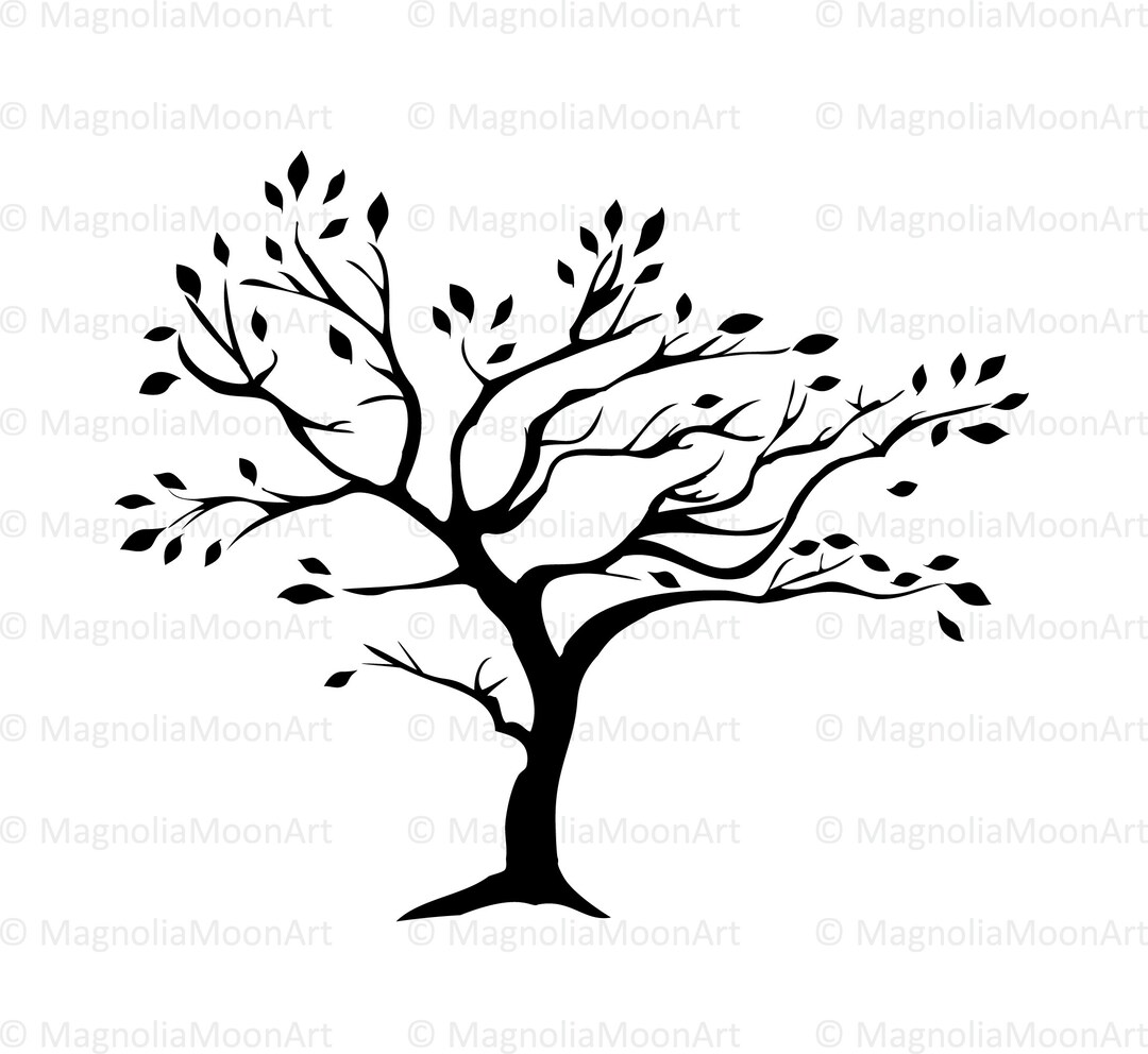 Tree With Leaves Clipart: SVG, PNG, DXF Vector (digital Download) - Etsy