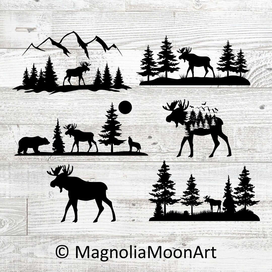 Moose Bundle Svg, Wild Animal Svg, Cut File for Cricut, PNG, Jpg, Dxf ...
