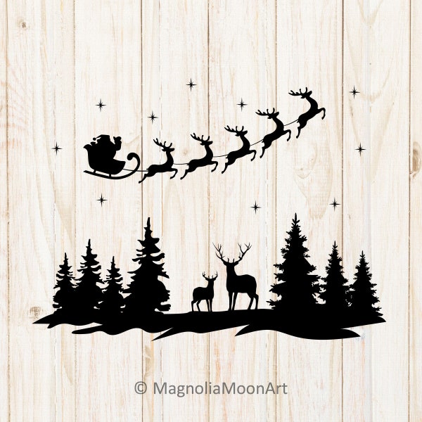 Santa and Reindeer Svg - Etsy