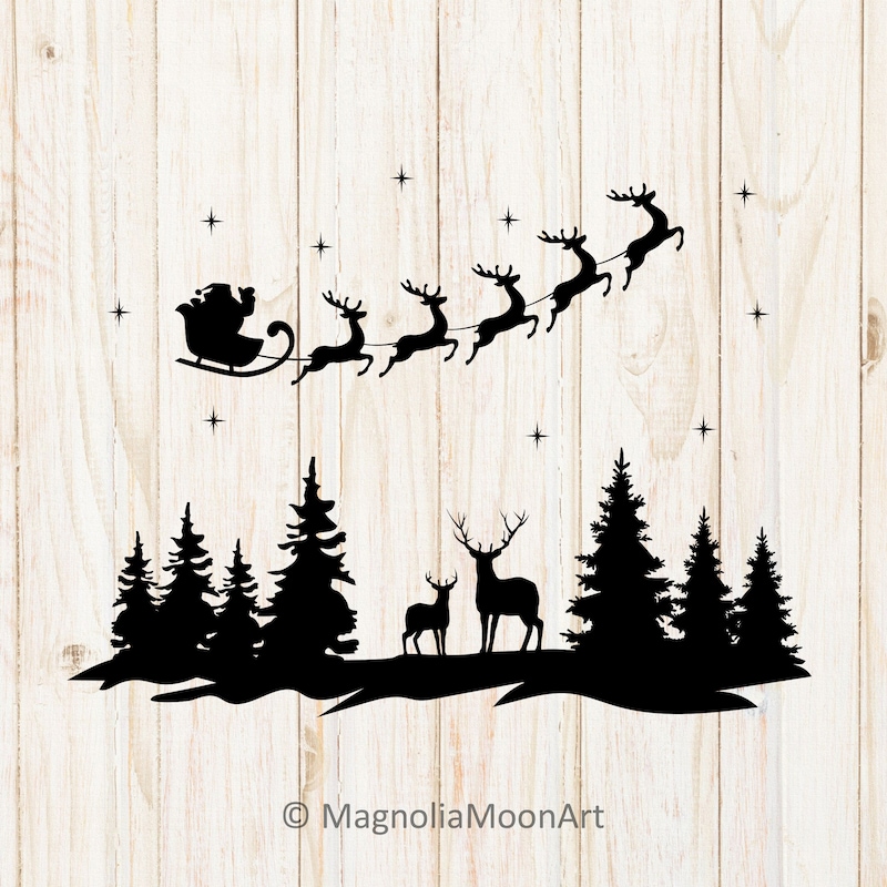 Santa and Reindeer Svg - Etsy