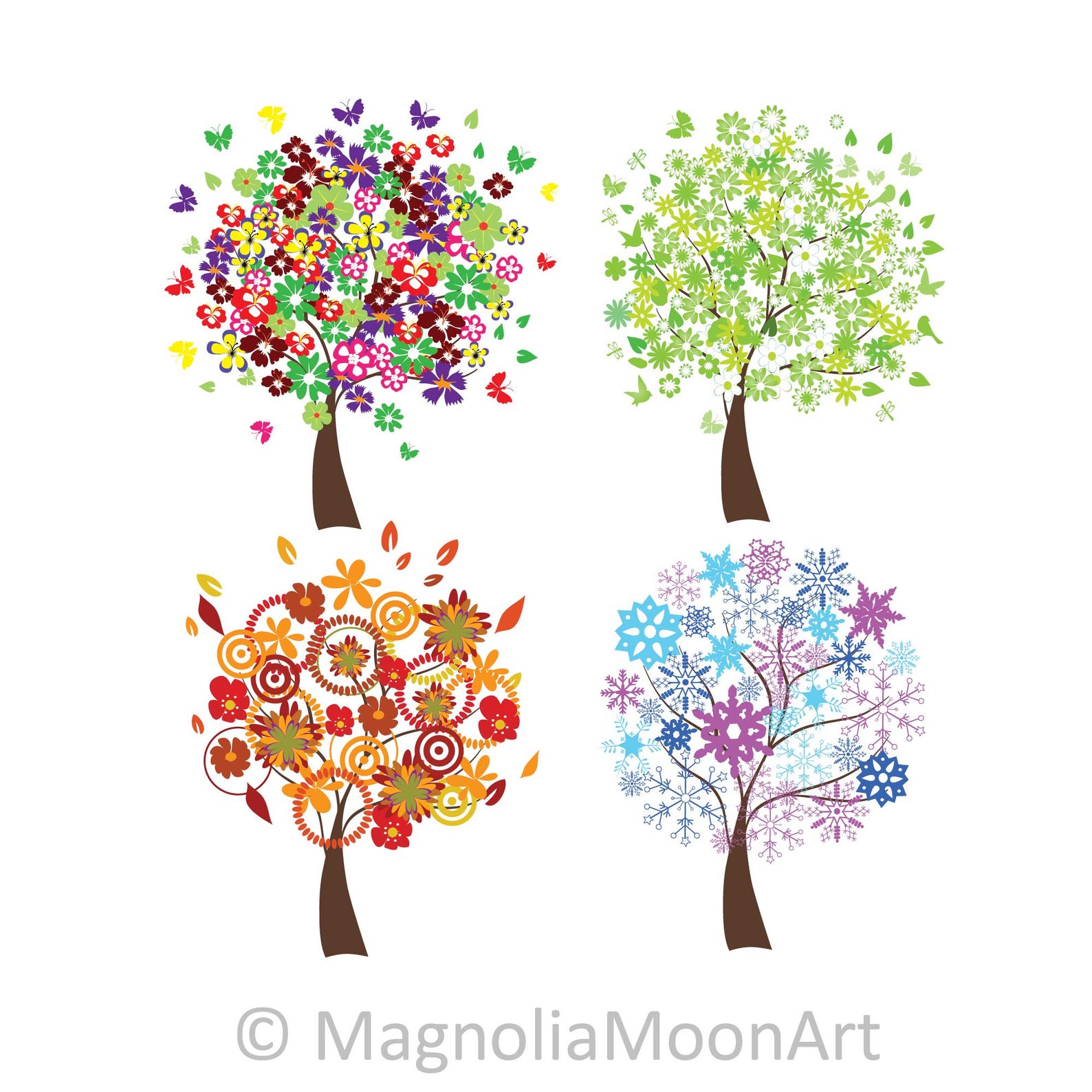 Four Seasons Trees Clip Art: Nature Vector (digital Download) - Etsy