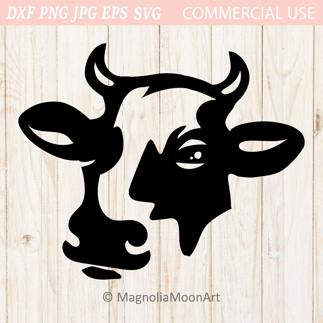 Cow Head Svg, Cut File for Cricut, PNG, Farm Animal Svg, Dxf, Cow Cut ...