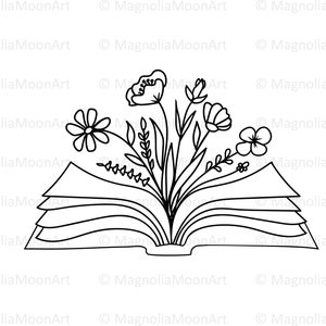 Open Floral Book SVG File | Book With Flowers Svg | DXF File for Laser ...