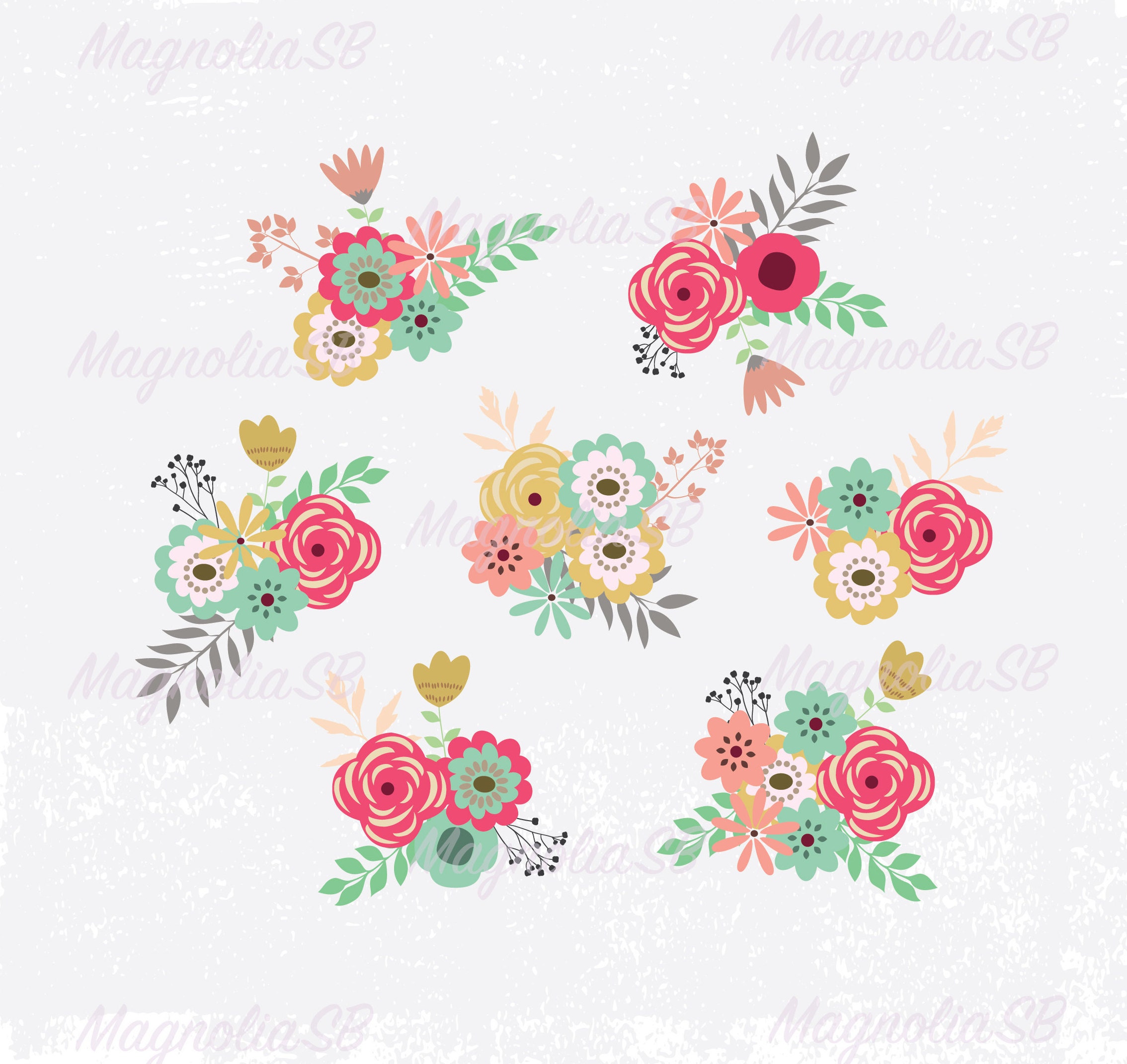Vintage Flowers SVG Flowers DXF Vintage Flowers Clipart - Etsy