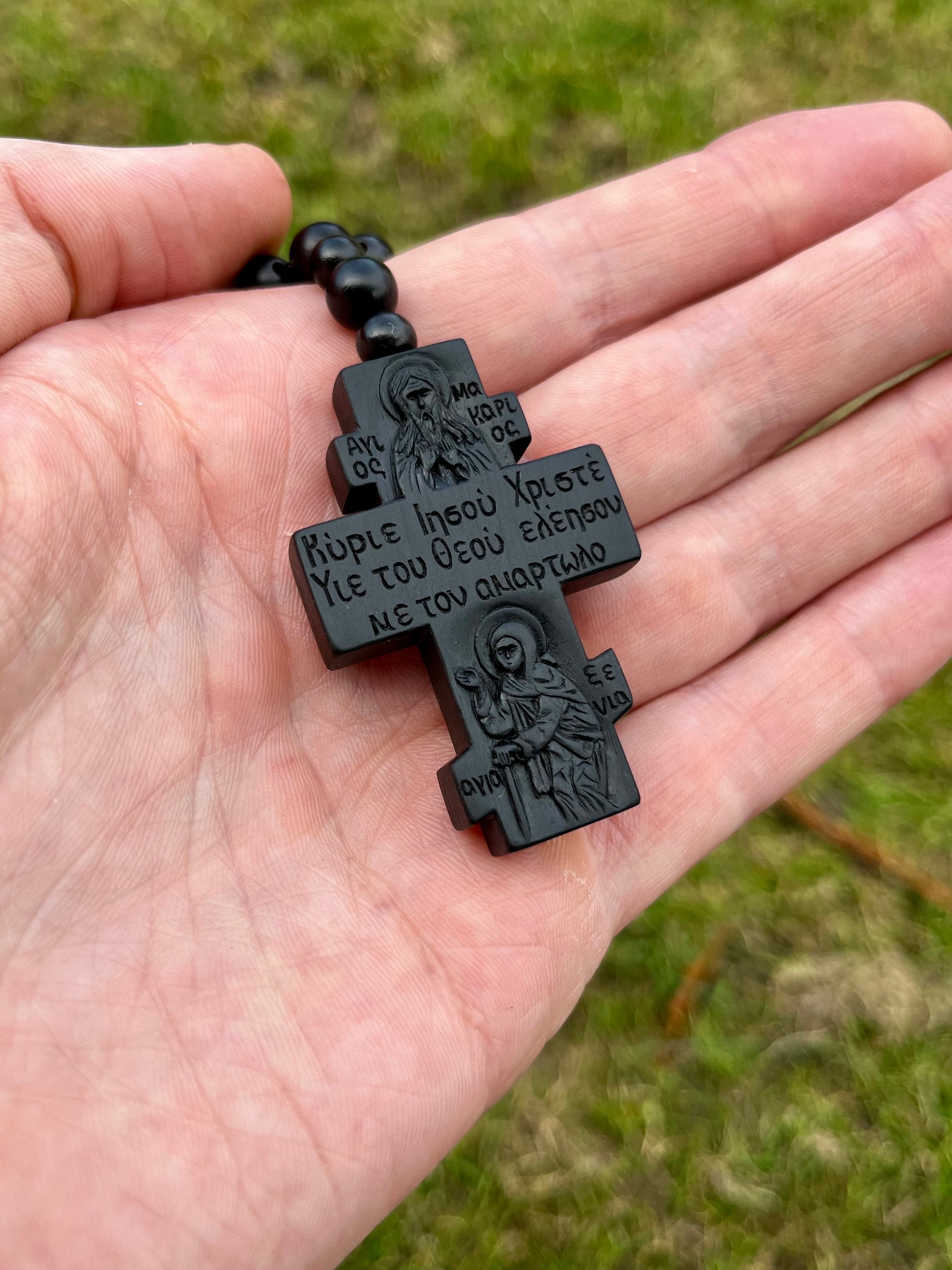 Orthodox Prayer Rope With the Icons, Wooden Cross Necklace, Crucifix ...