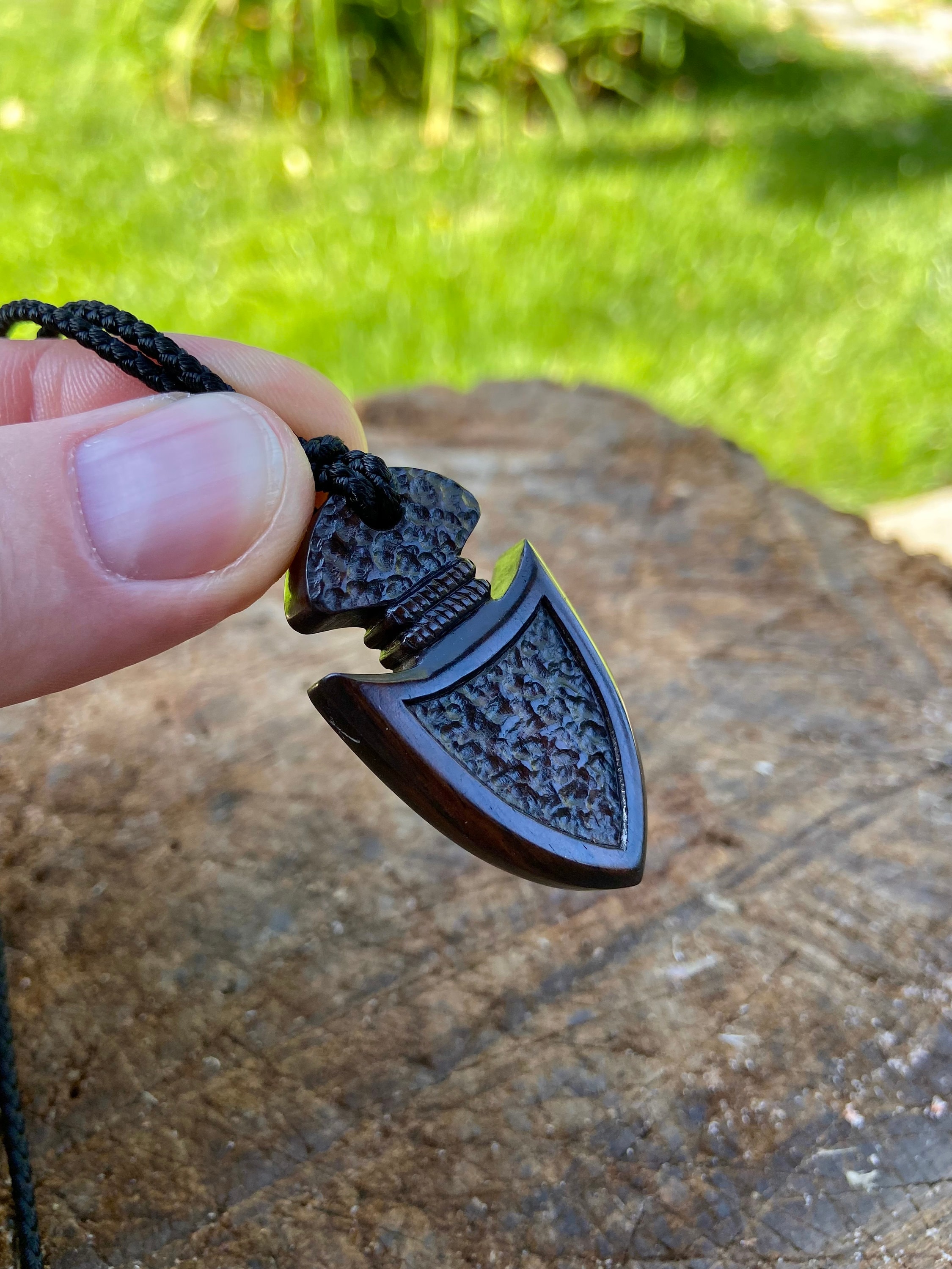 Gungnir Viking Pendant, Hand Carved African Blackwood Arrowhead, Norse ...