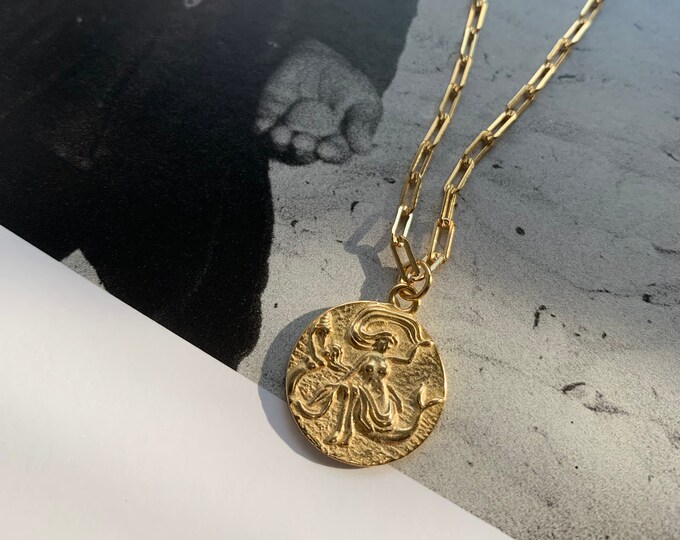 925 Sterling Silver Mermaid Coin Necklace Gold Coin Necklace | Etsy