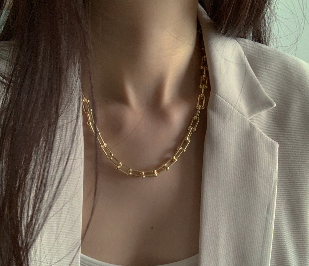 Trendy Link Chain Necklace Chunky Gold Chain Necklace Chunky - Etsy