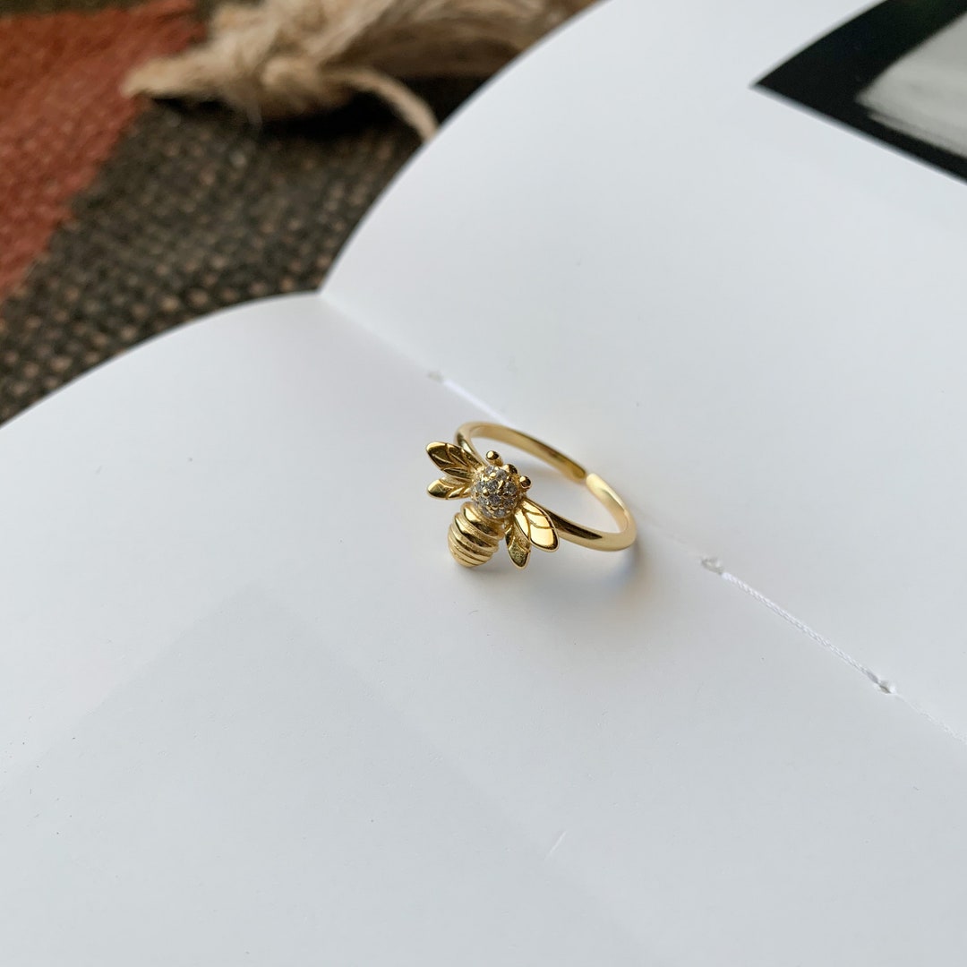925 Sterling Silver Bee Ring Stacking Ring Gold Bee Ring - Etsy.de