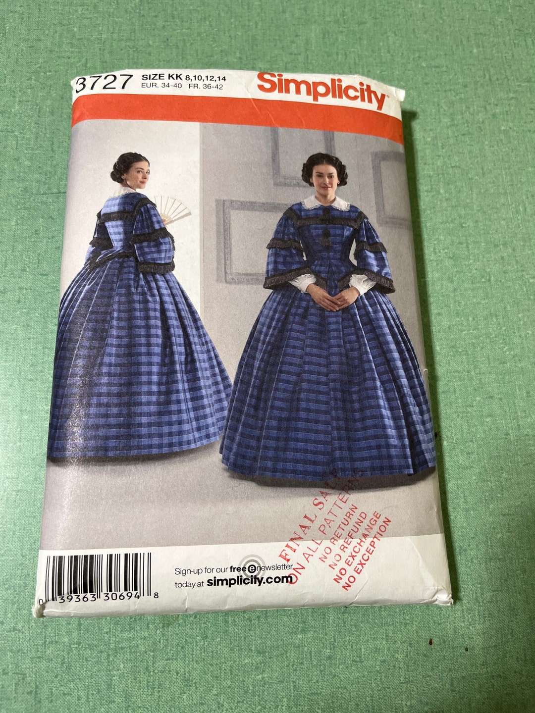 1860 DRESS PATTERN Civil War Era Simplicity 3727 Sizes 8 10 - Etsy