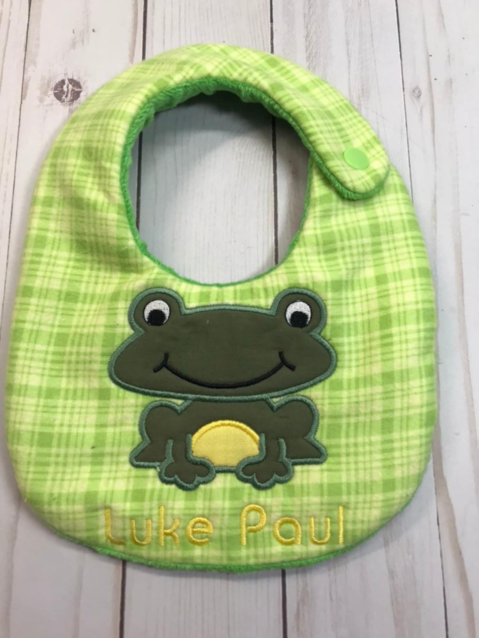 Frog Baby Bib Monogram Custom Boy Bib Baby Bib Cute White Green ...