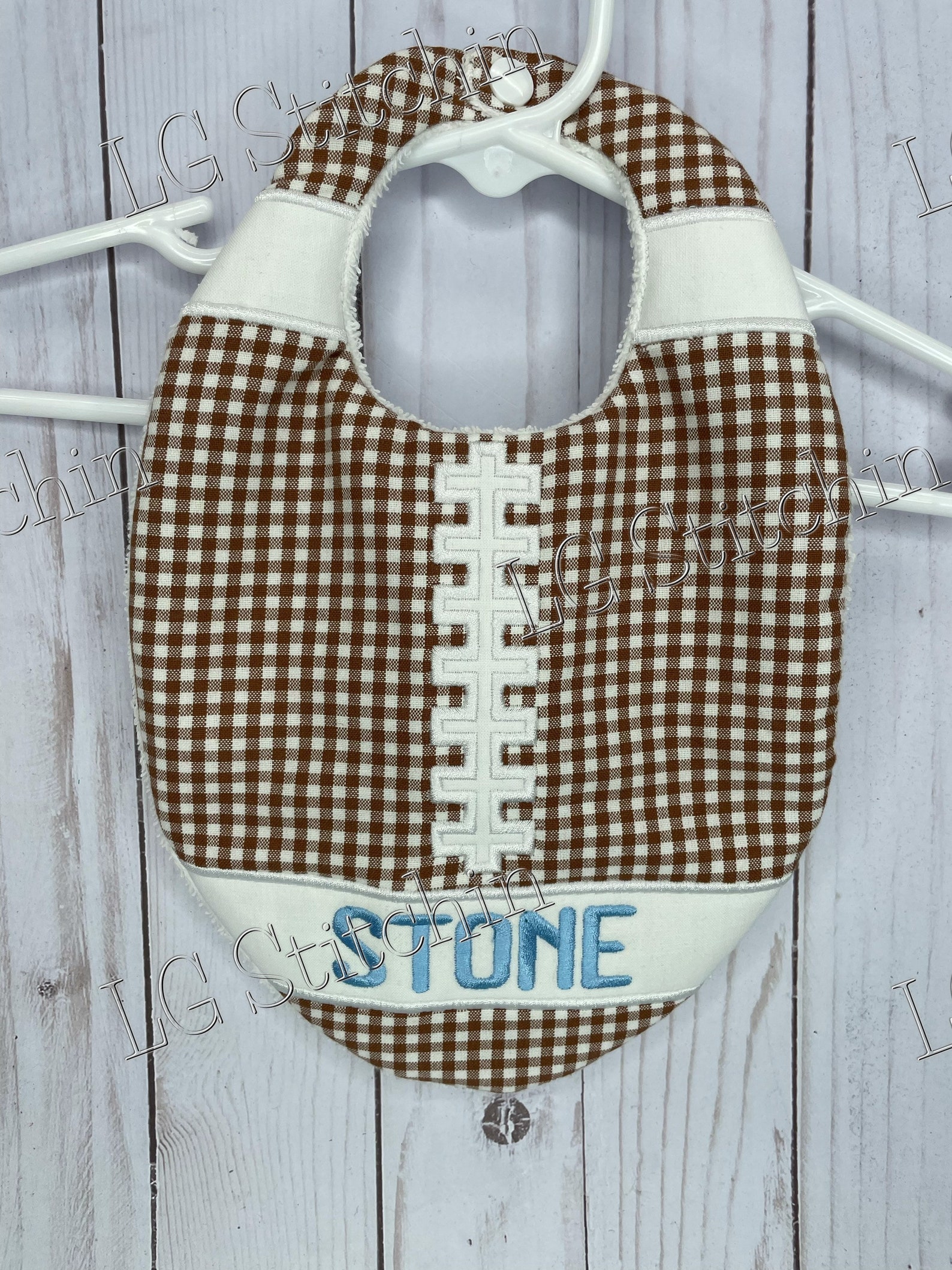 Football Bib Monogram Custom Boy Bib Baby Bib Cute White Brown | Etsy
