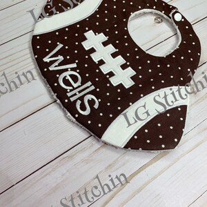 Football Bib Monogram Custom Boy Bib Baby Bib Cute White Brown | Etsy