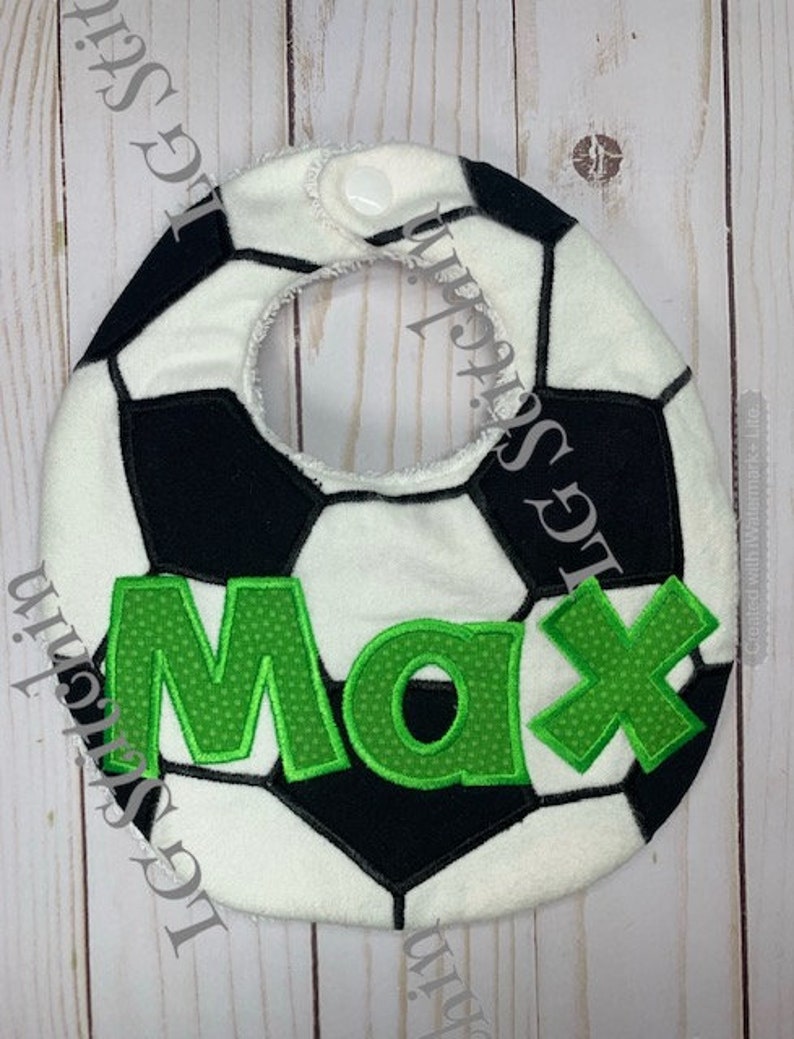 Soccer Baby Bib Monogram Custom Boy Bib Baby Bib Cute White Black ...