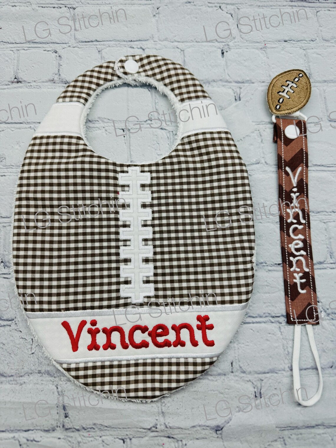 Football Bib Monogram Custom Boy Bib Baby Bib Cute White Brown Homemade ...