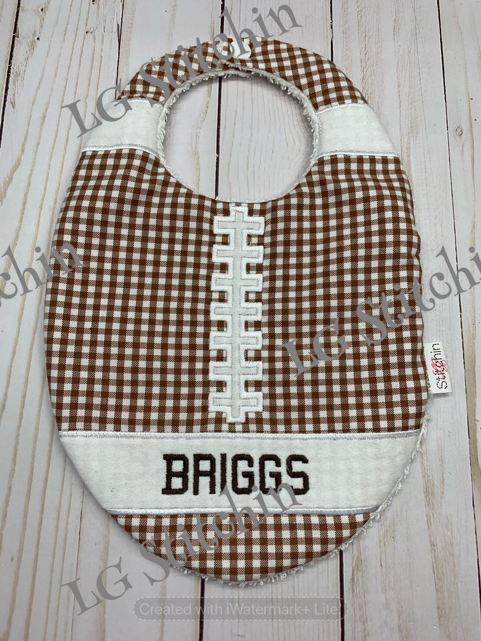 Football Bib Monogram Custom Boy Bib Baby Bib Cute White Brown | Etsy