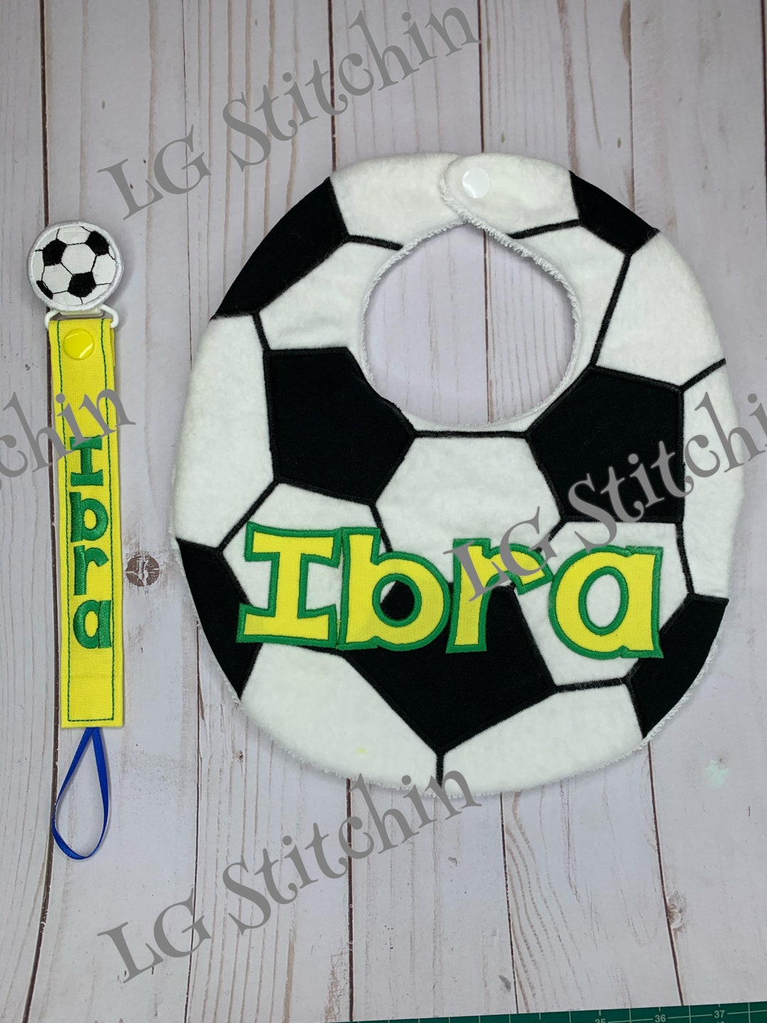Soccer Baby Bib Monogram Custom Boy Bib Baby Bib Cute White Black ...