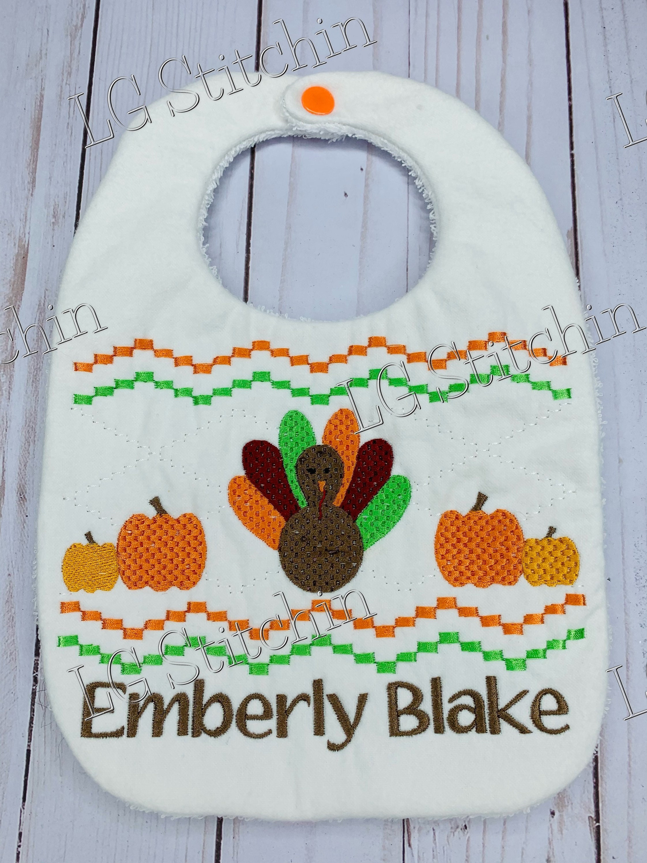 Turkey Bib Baby Turkey Bib Cute White Bib Smock Thanksgiving - Etsy UK