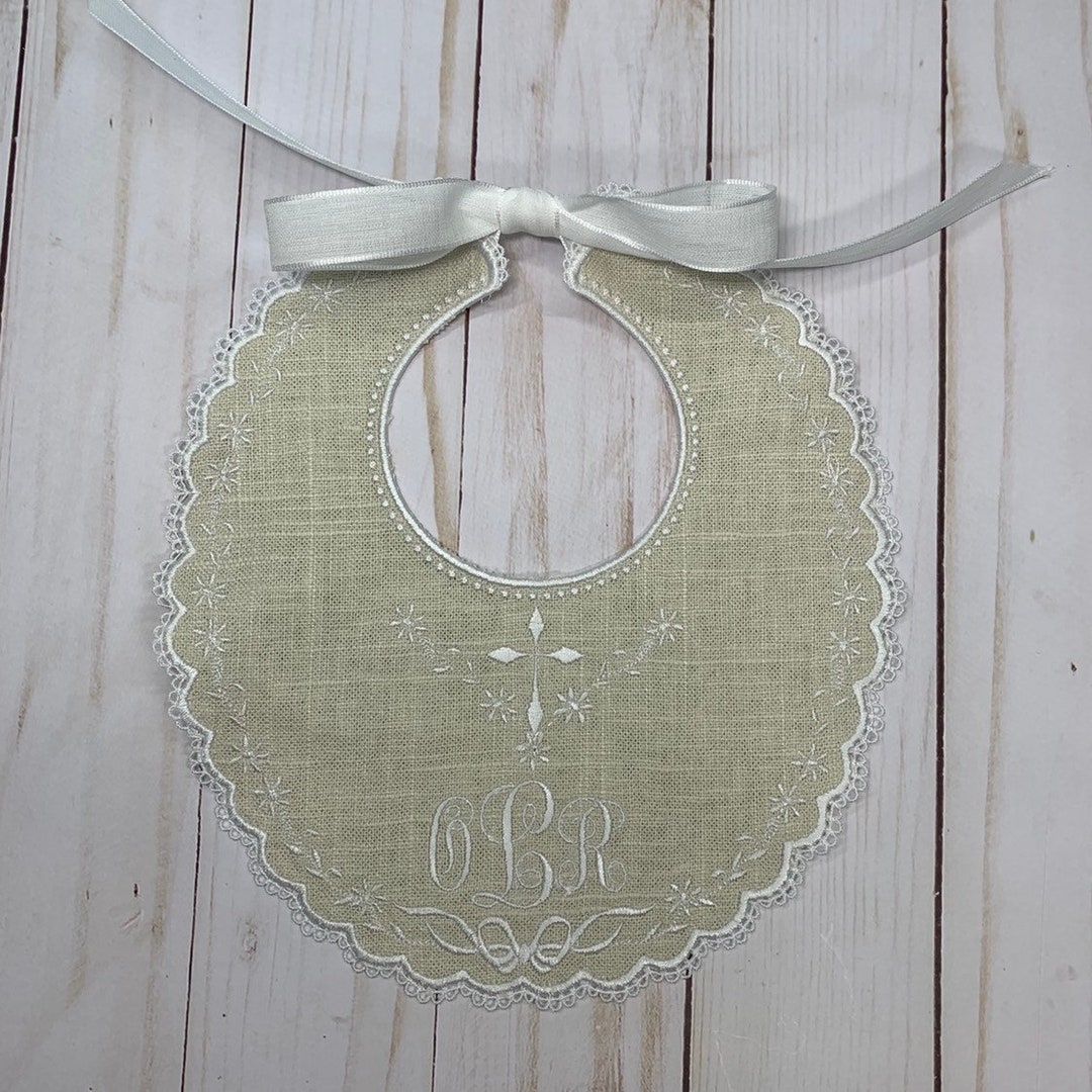 Embroidery Lace Baby Bib With Ribbon Closure, Lace Bib, Pretty Bib ...