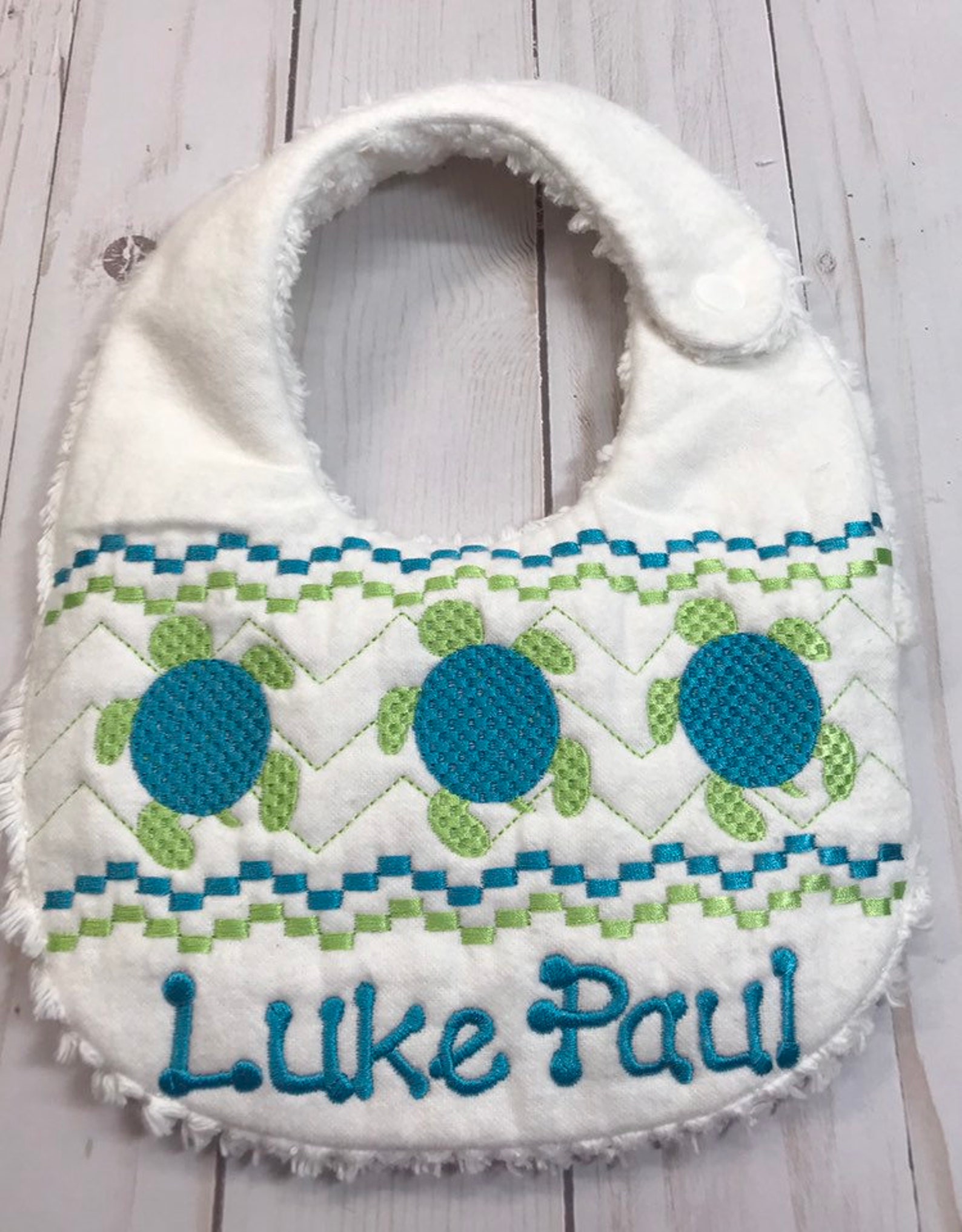 Turtle bib turtle monogram custom boy bib baby bib cute white | Etsy