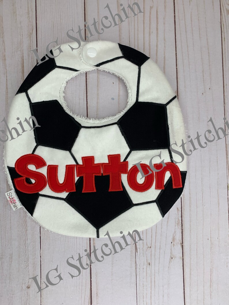 Soccer Baby Bib Monogram Custom Boy Bib Baby Bib Cute White Black ...