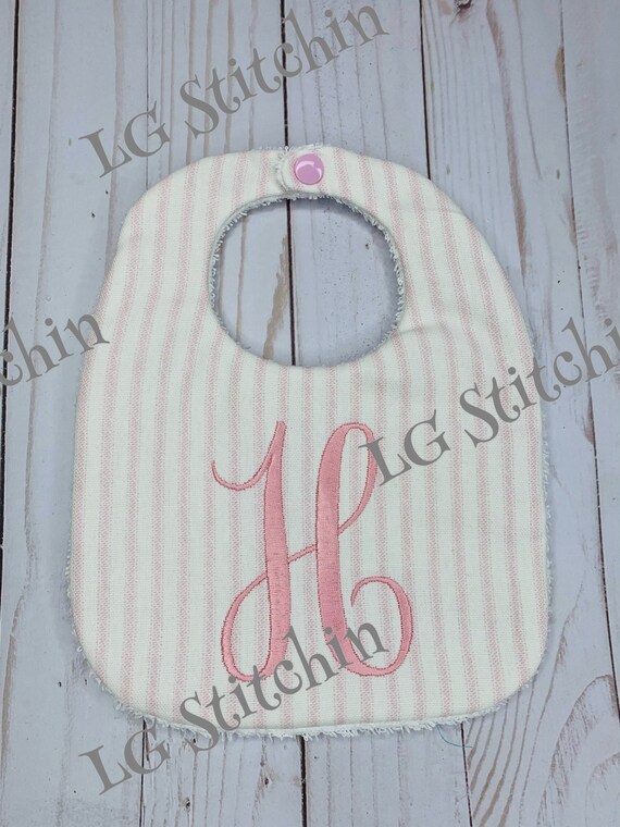 Pink bib initial baby bib monogram custom boy bib baby bib | Etsy