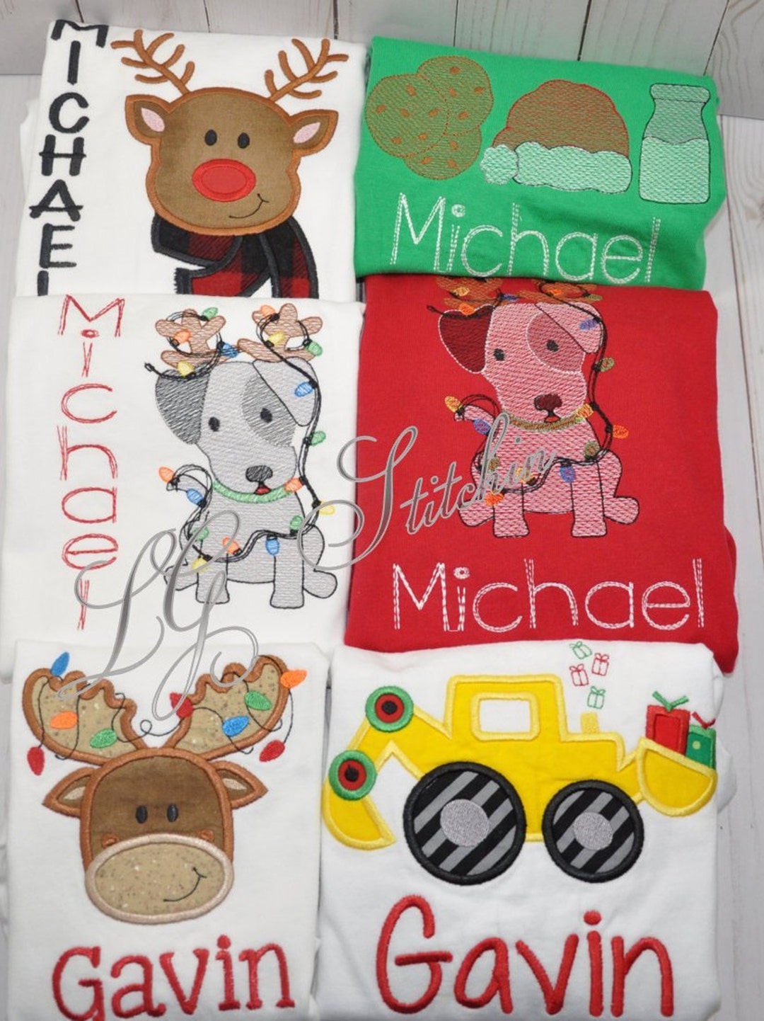 Christmas Shirt Monogram Santa Puppy Monogrammed Shirt Girls Bodysuit ...