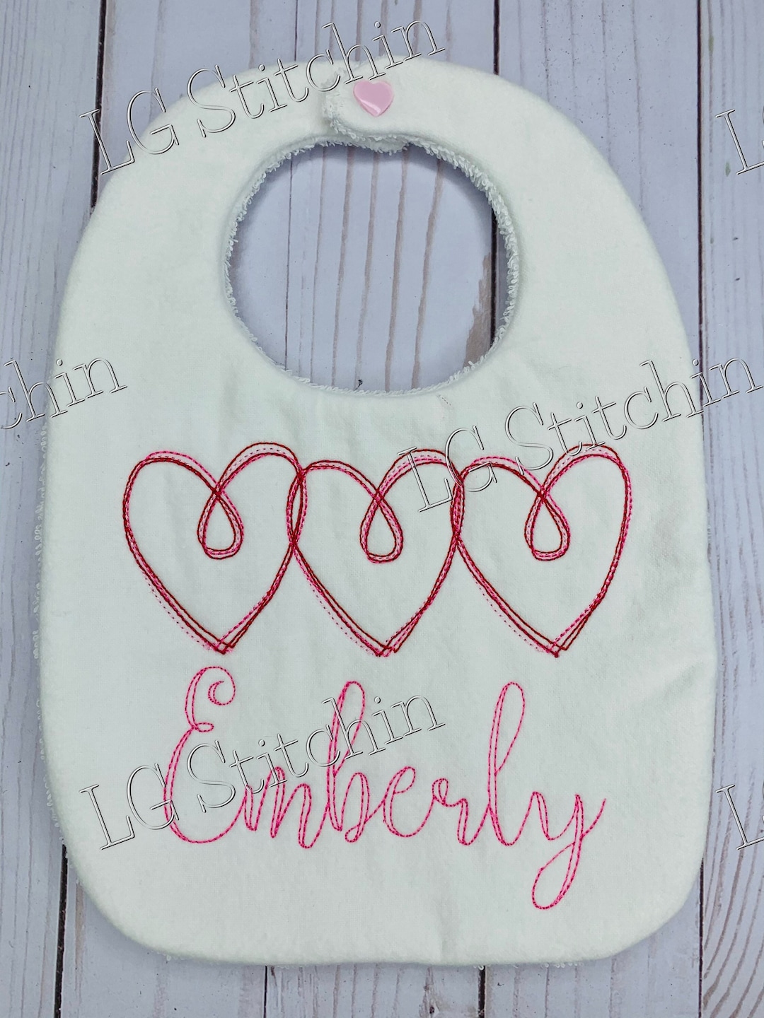 Valentine Bib Embroidered Bib Baby Accessory Personalized Handmade Bib ...