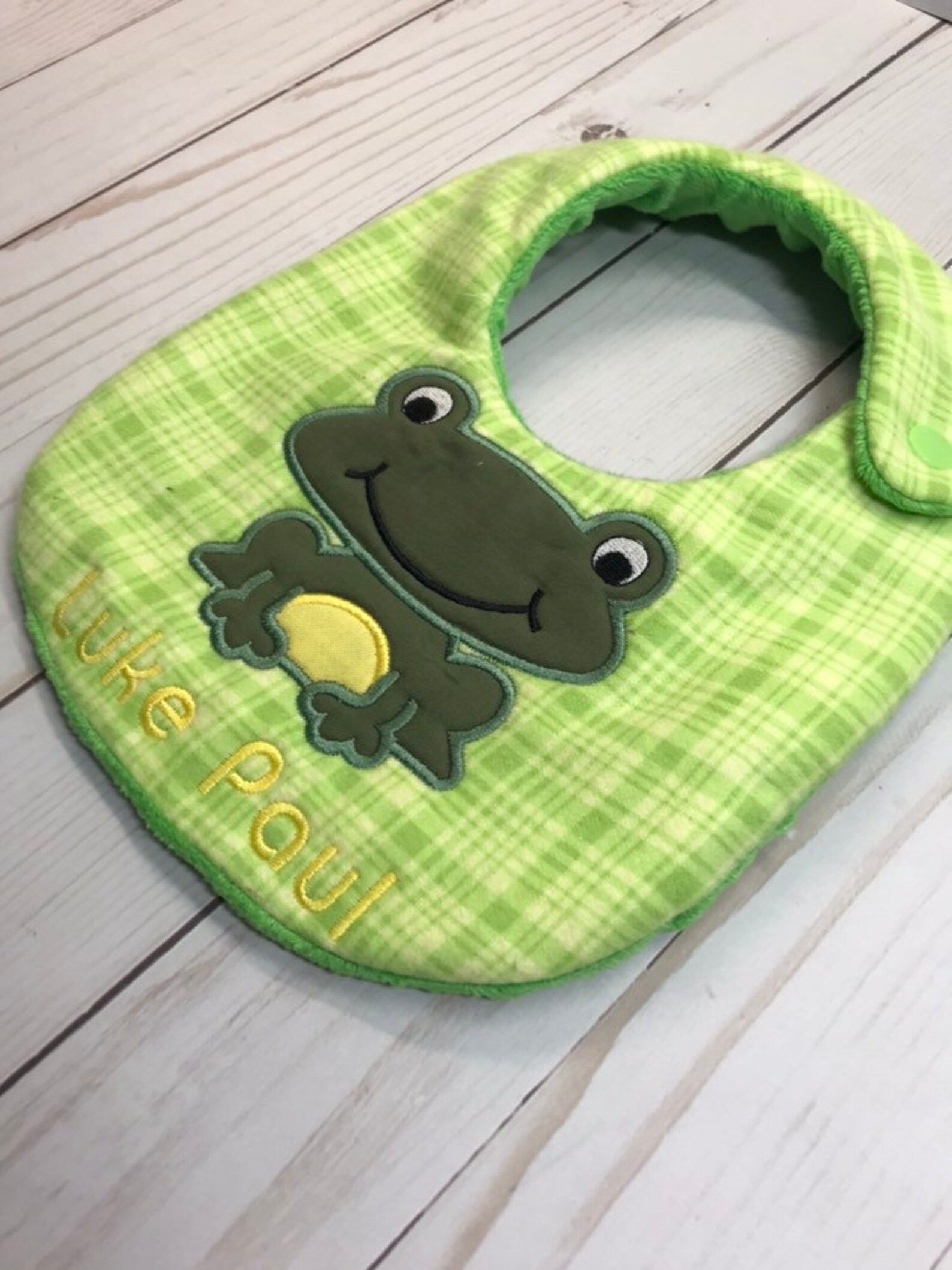 Frog Baby Bib Monogram Custom Boy Bib Baby Bib Cute White Green ...