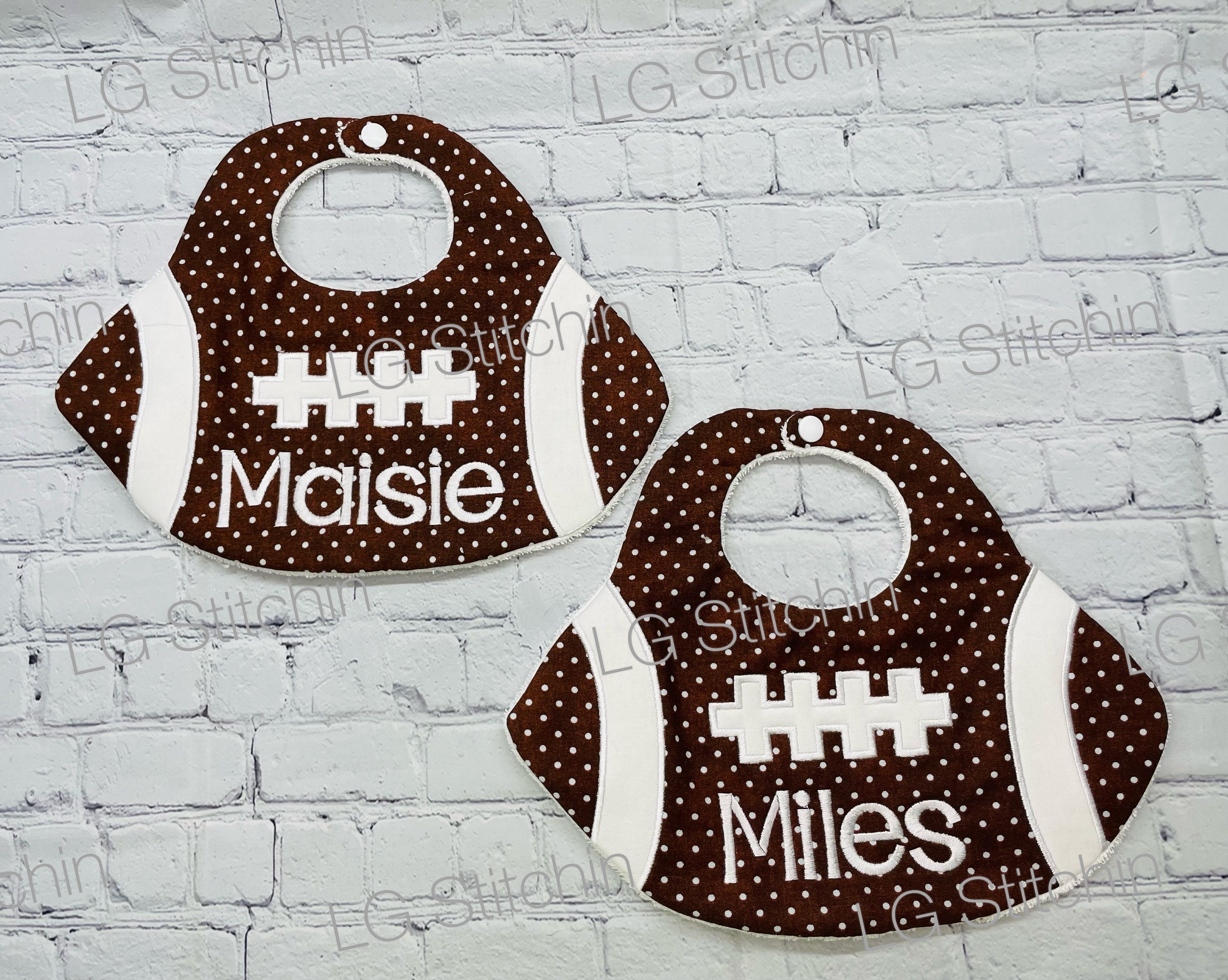 Football Bib Monogram Custom Boy Bib Baby Bib Cute White Brown Homemade ...