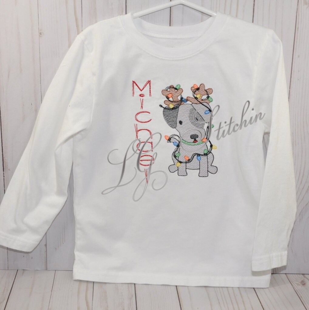 Christmas Shirt Monogram Santa Puppy Monogrammed Shirt Girls Bodysuit ...
