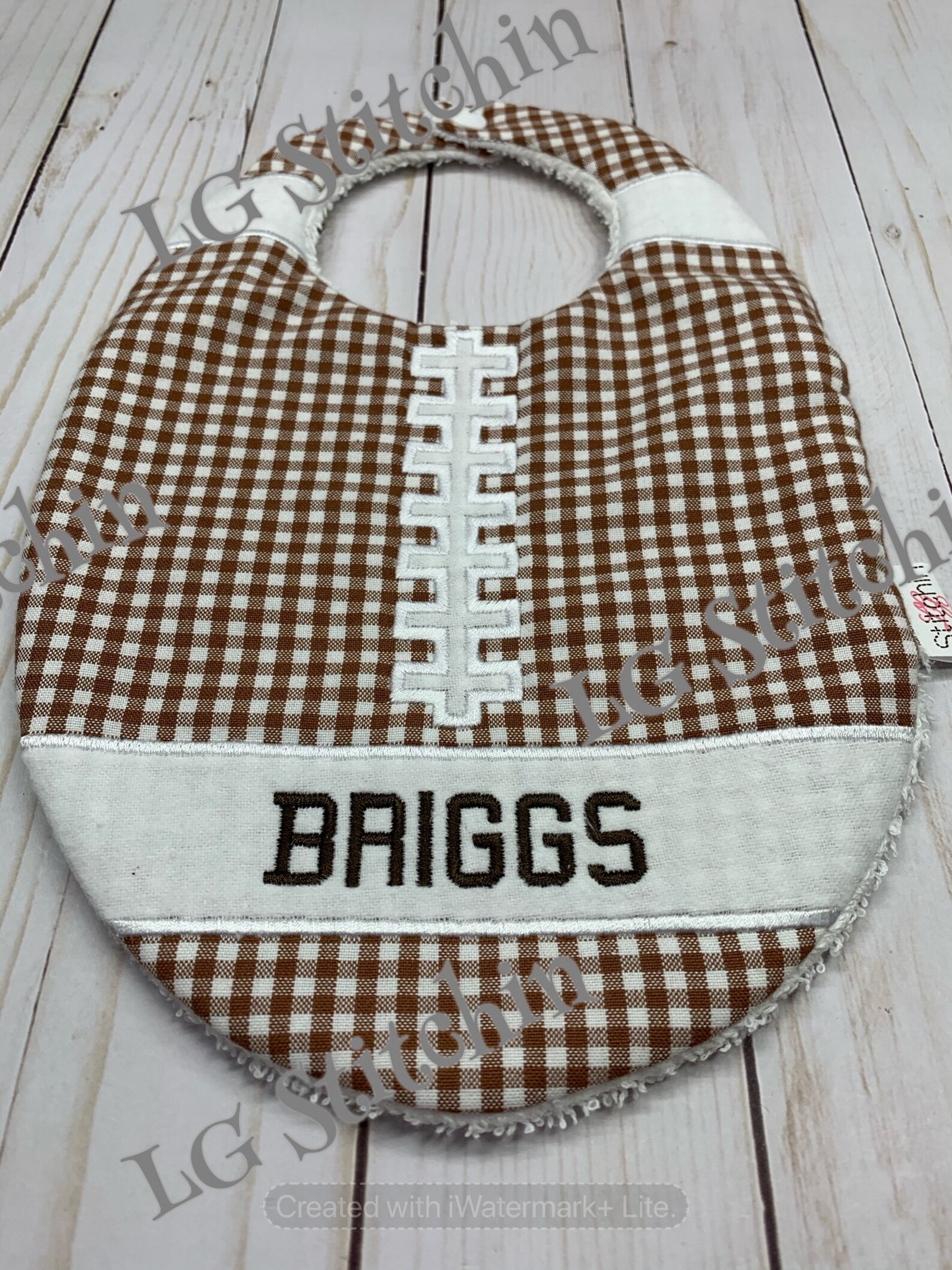 Football Bib Monogram Custom Boy Bib Baby Bib Cute White Brown | Etsy