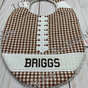 Football Bib Monogram Custom Boy Bib Baby Bib Cute White Brown | Etsy