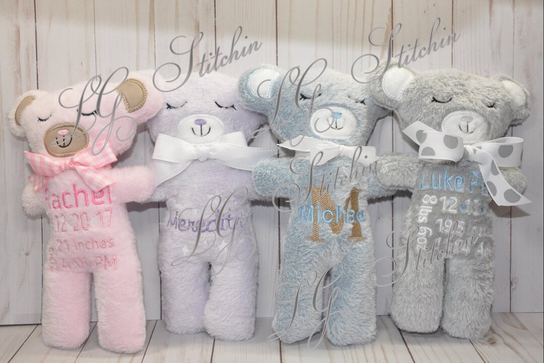 Teddy Bear Customized Baby Gift Boy Girl Handmade Embroidered Lovie ...