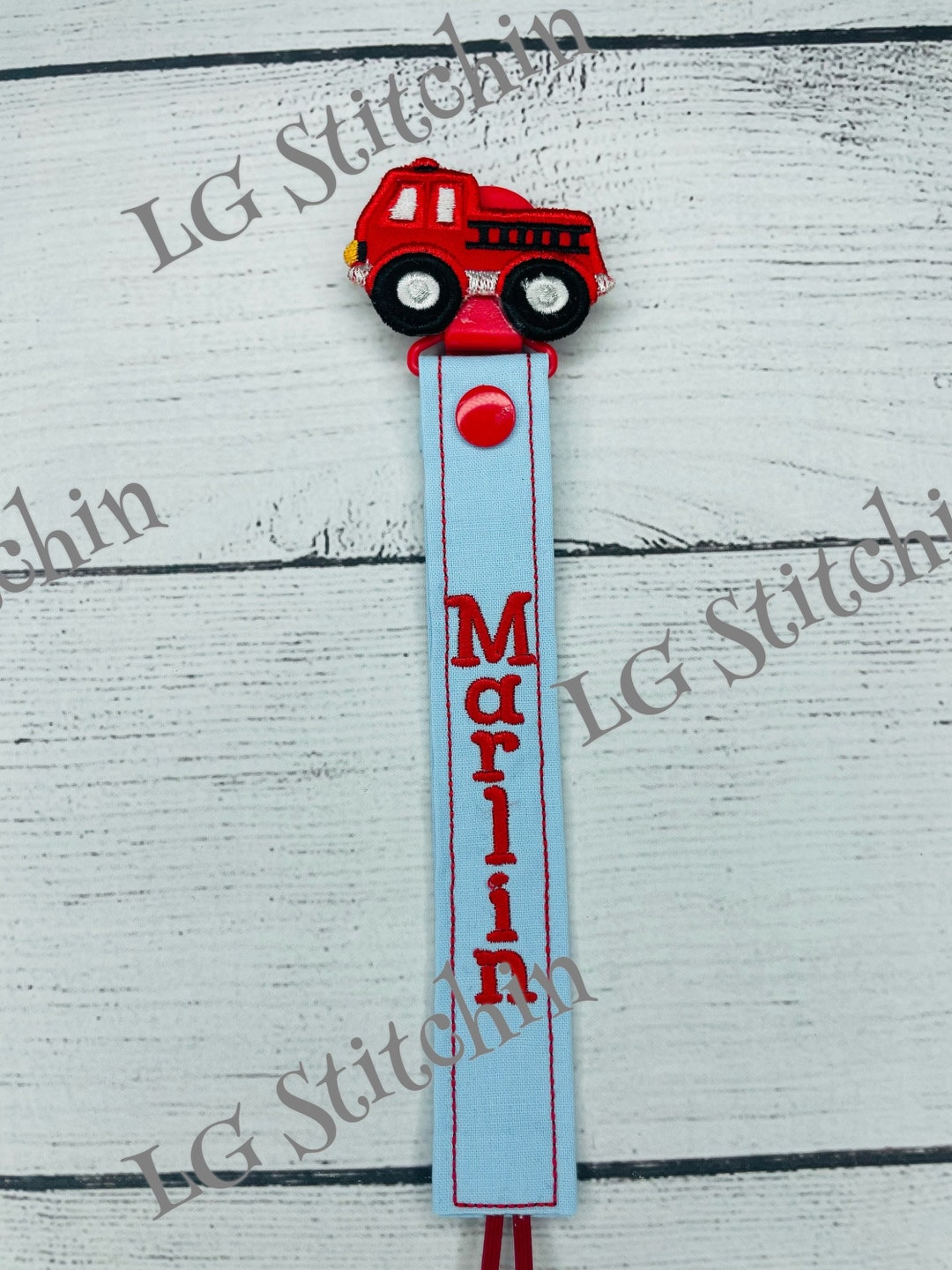 Fire Truck Pacifier Holder Monogram Custom Boy Baby Paci Clip Cute ...