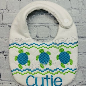 Turtle Bib Turtle Monogram Custom Boy Bib Baby Bib Cute White Blue ...