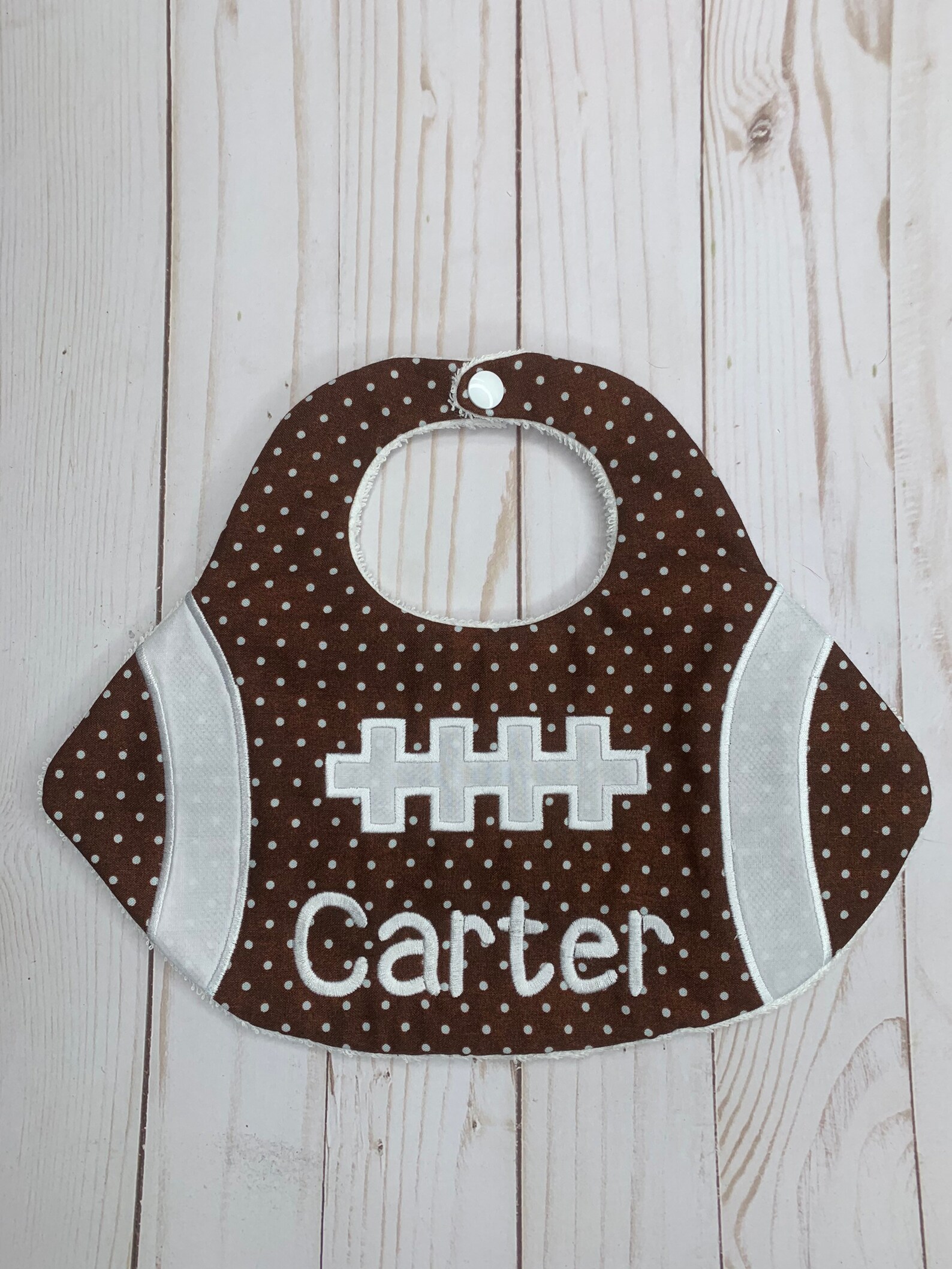 Football Bib Monogram Custom Boy Bib Baby Bib Cute White Brown Homemade ...