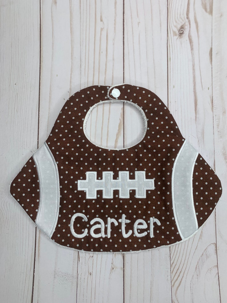 Football Bib Monogram Custom Boy Bib Baby Bib Cute White Brown Homemade ...