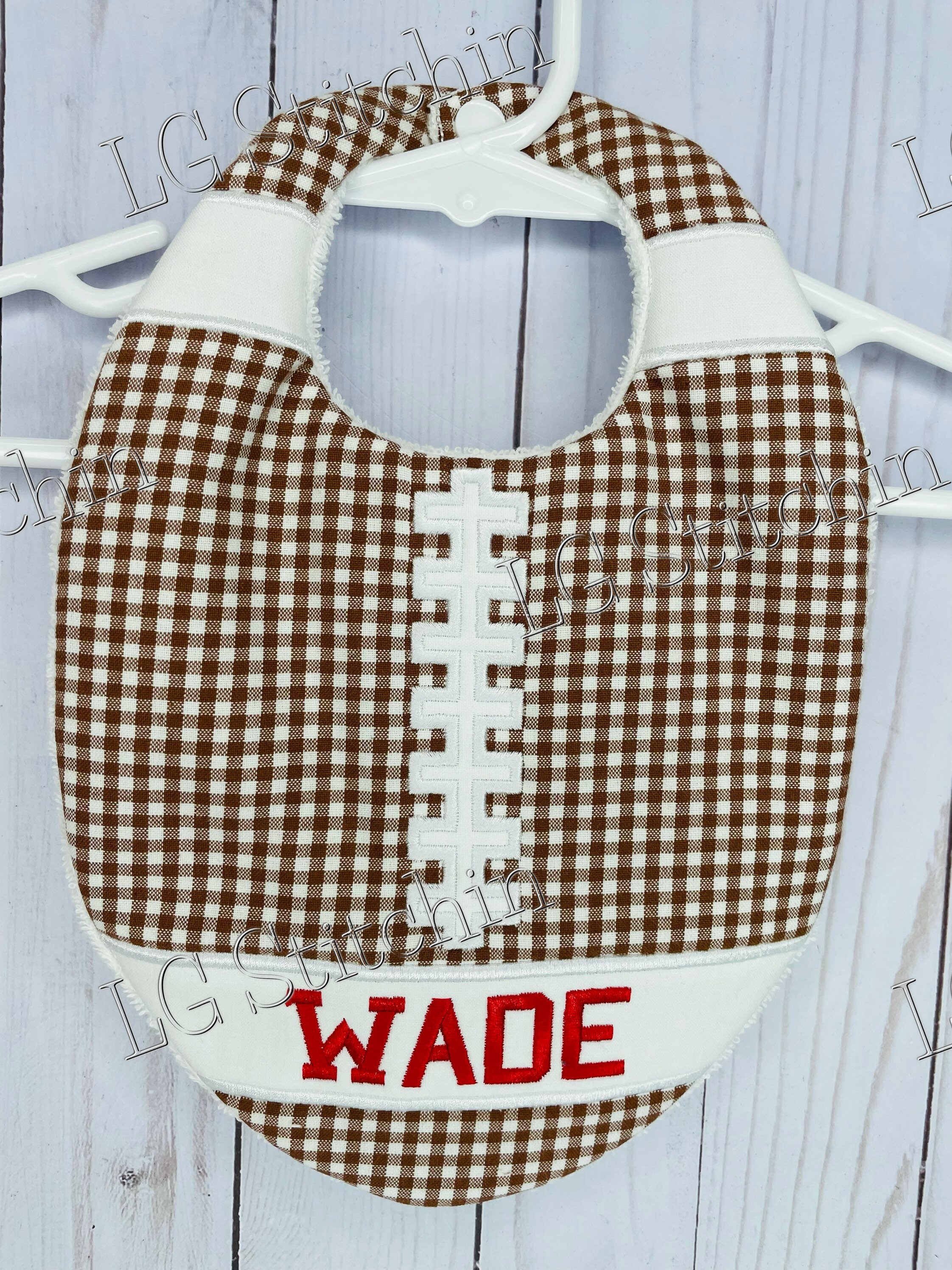 Football Bib Monogram Custom Boy Bib Baby Bib Cute White Brown Homemade ...