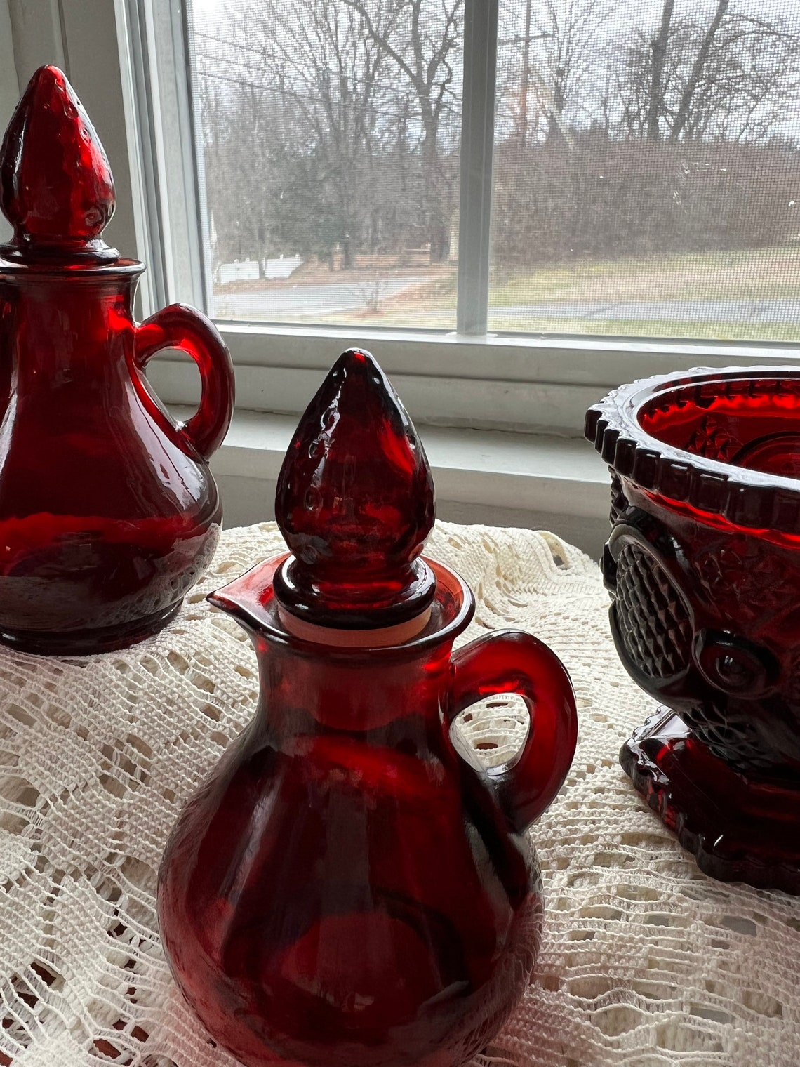 Avon Cape Cod Ruby Red Set Vintage Avon Bottles Vintage | Etsy