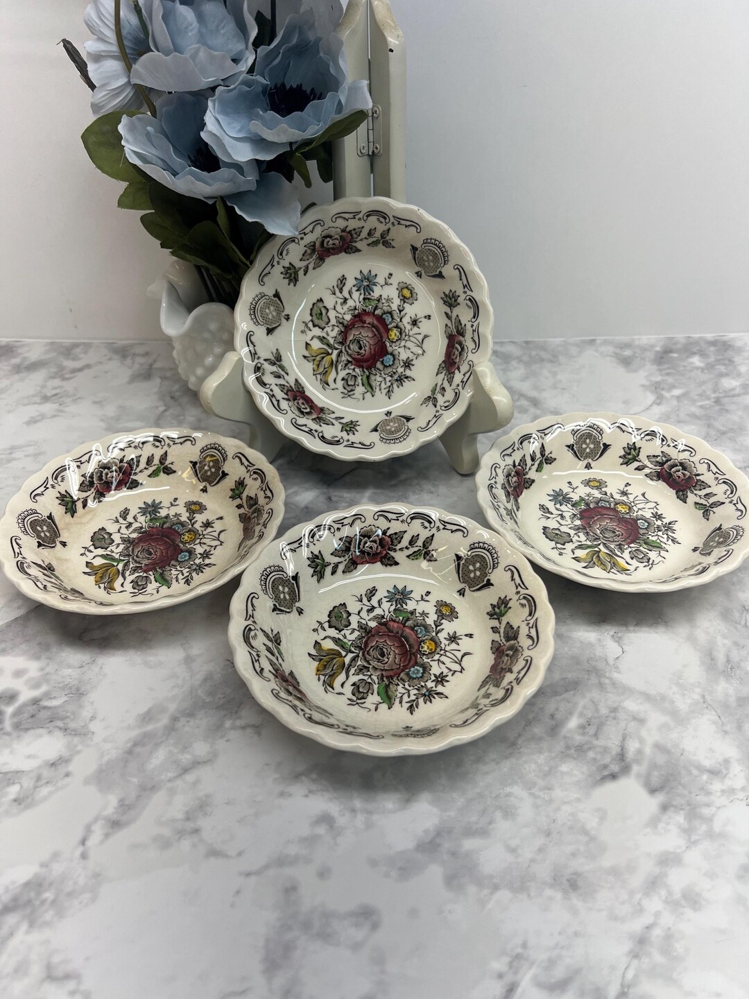 Myott Bouquet Staffordshire Berry Bowls, English Dinnerware - Etsy
