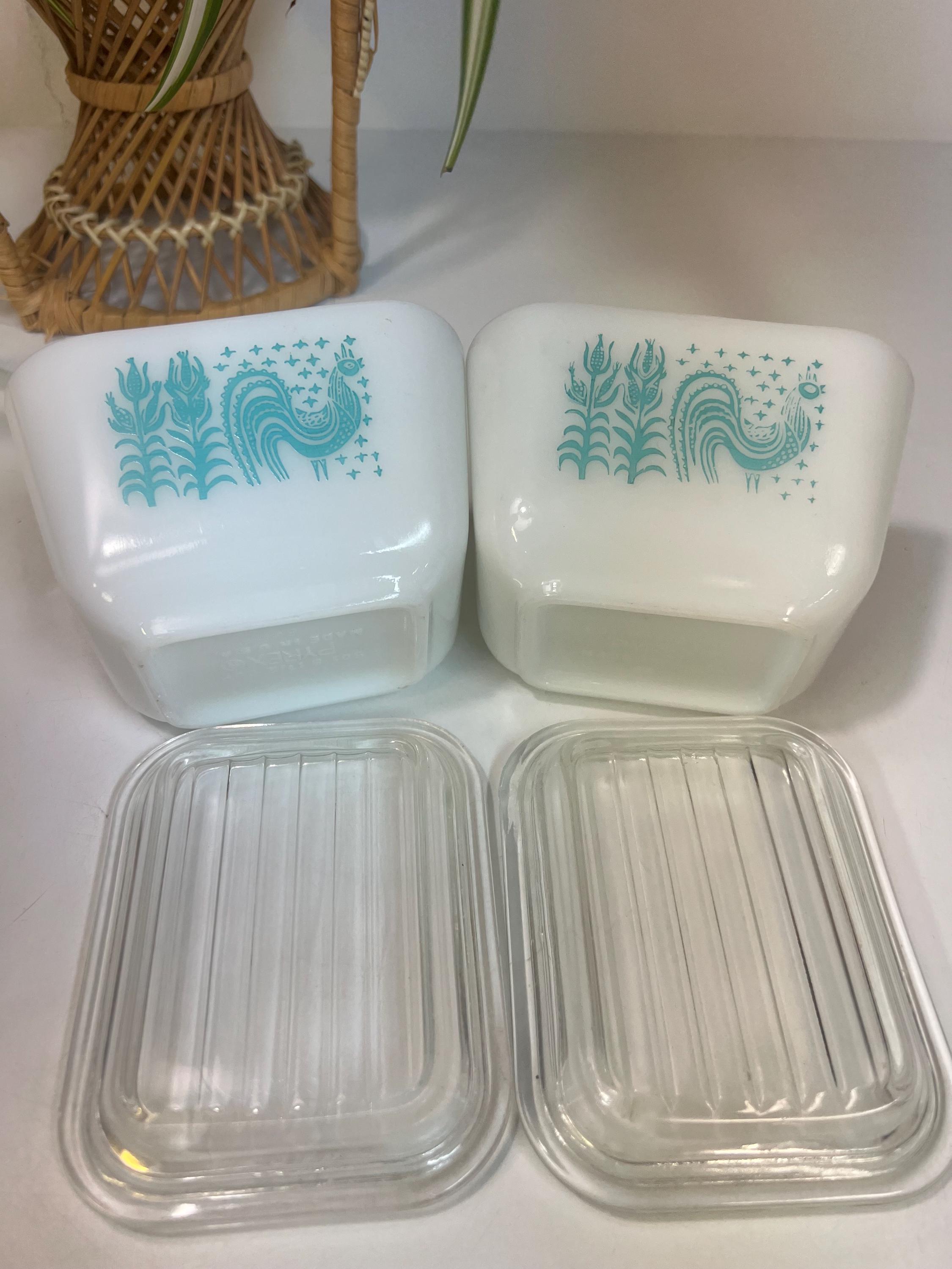 Pyrex Amish Butterprint 501-B Refrigerator Dish Set With Lids, Butter ...