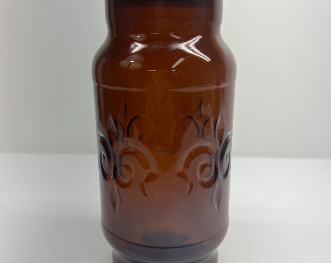 TWO Vintage 1970's Borden Cremora Amber Glass Canister Apothecary Jar ...
