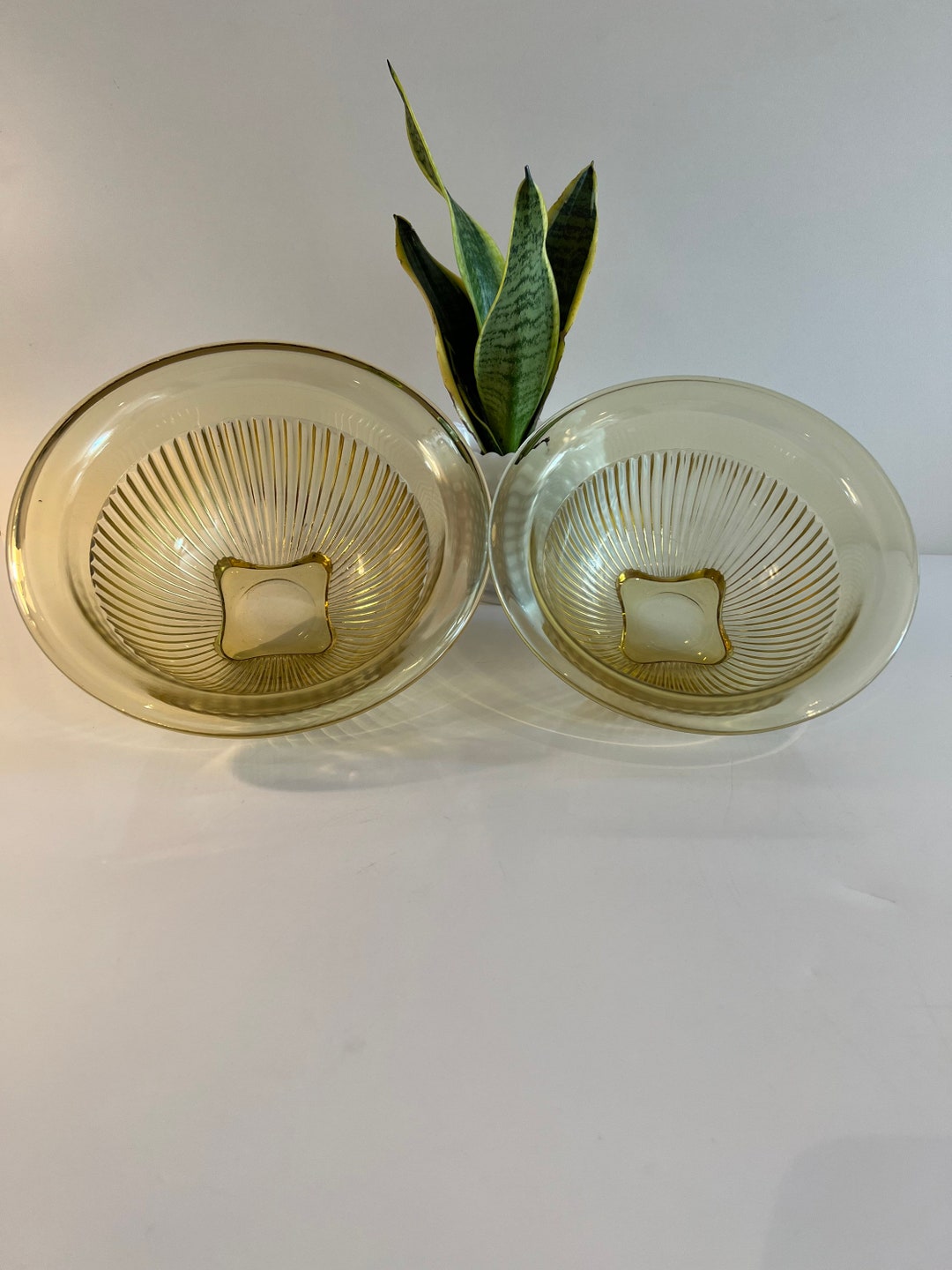 Federal Glass Golden Glow Nesting Bowls, Depression Glass Amber Mixing ...