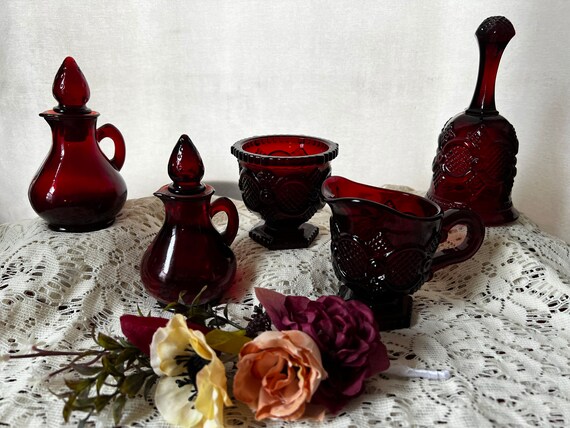 Avon Cape Cod Ruby Red Set Vintage Avon Bottles Vintage | Etsy