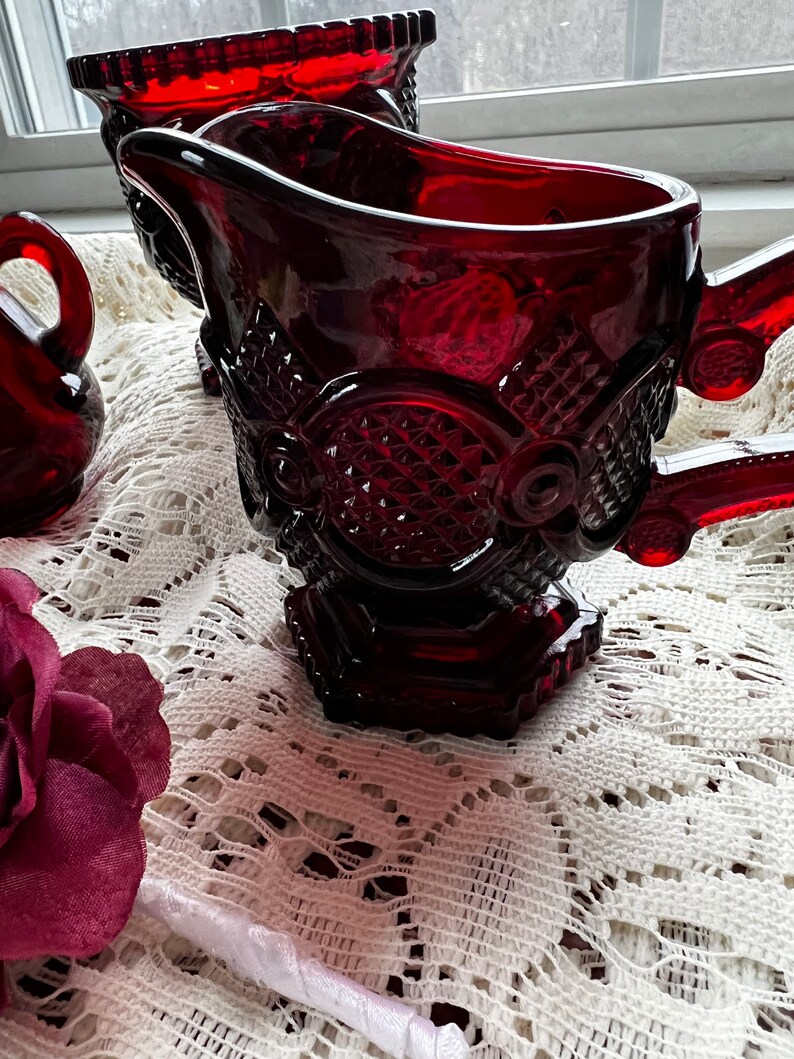 Avon Cape Cod Ruby Red Set Vintage Avon Bottles Vintage | Etsy